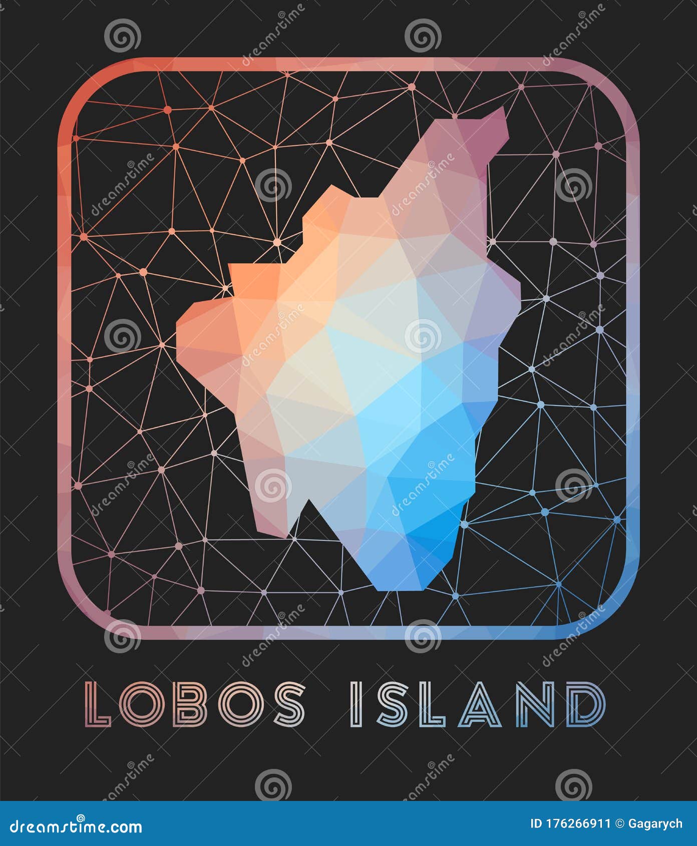 Lobos Island Vintage Map. Cartoon Vector | CartoonDealer.com #213146227