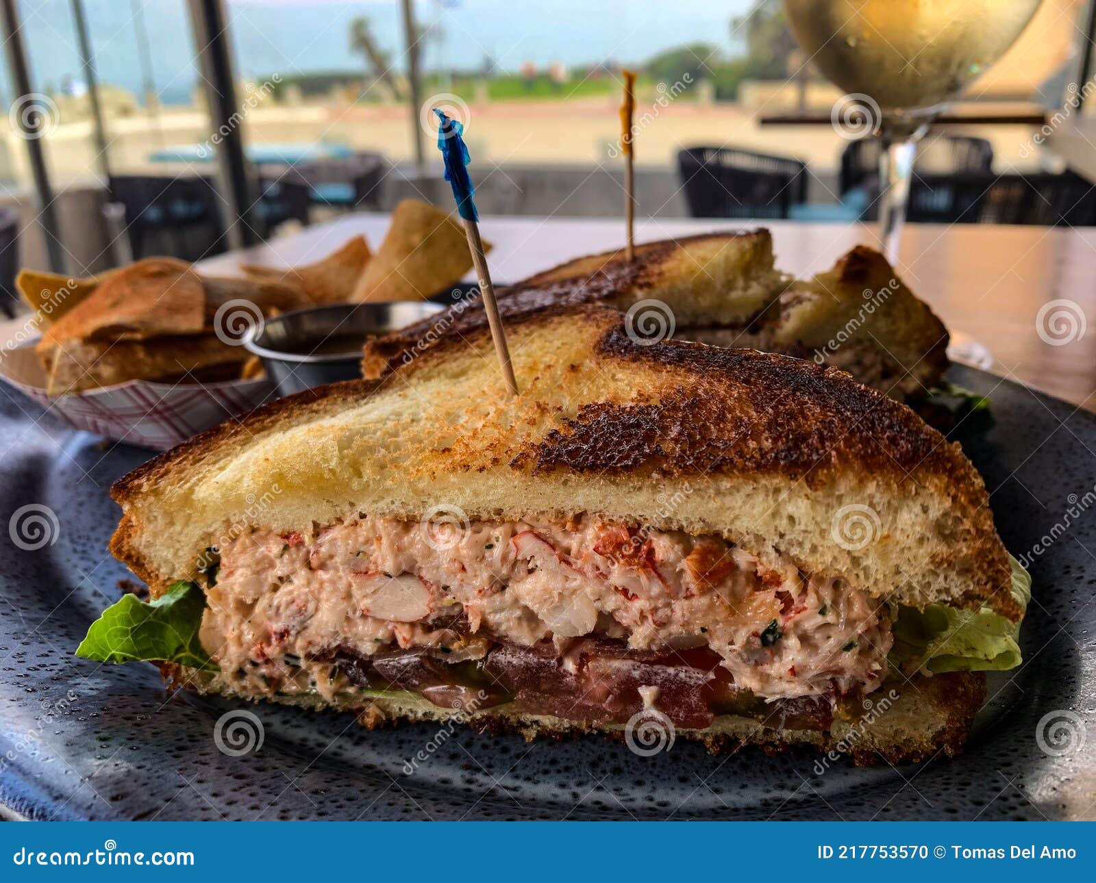 Lobster BLT sandwich stock photo. Image of chardonnay - 217753570