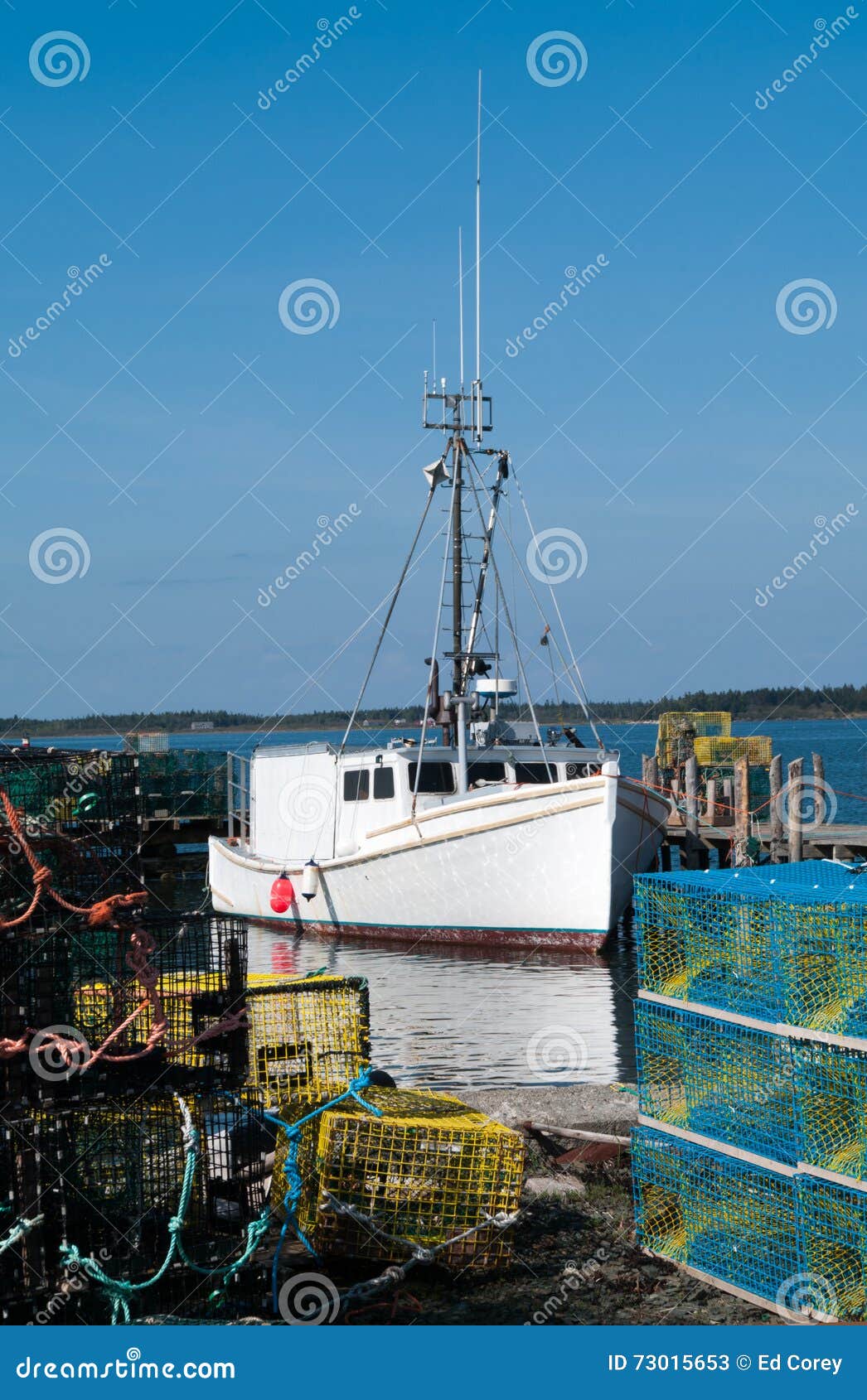 Lobster Boat at the dock stock image. Image of lobstering - 73015653