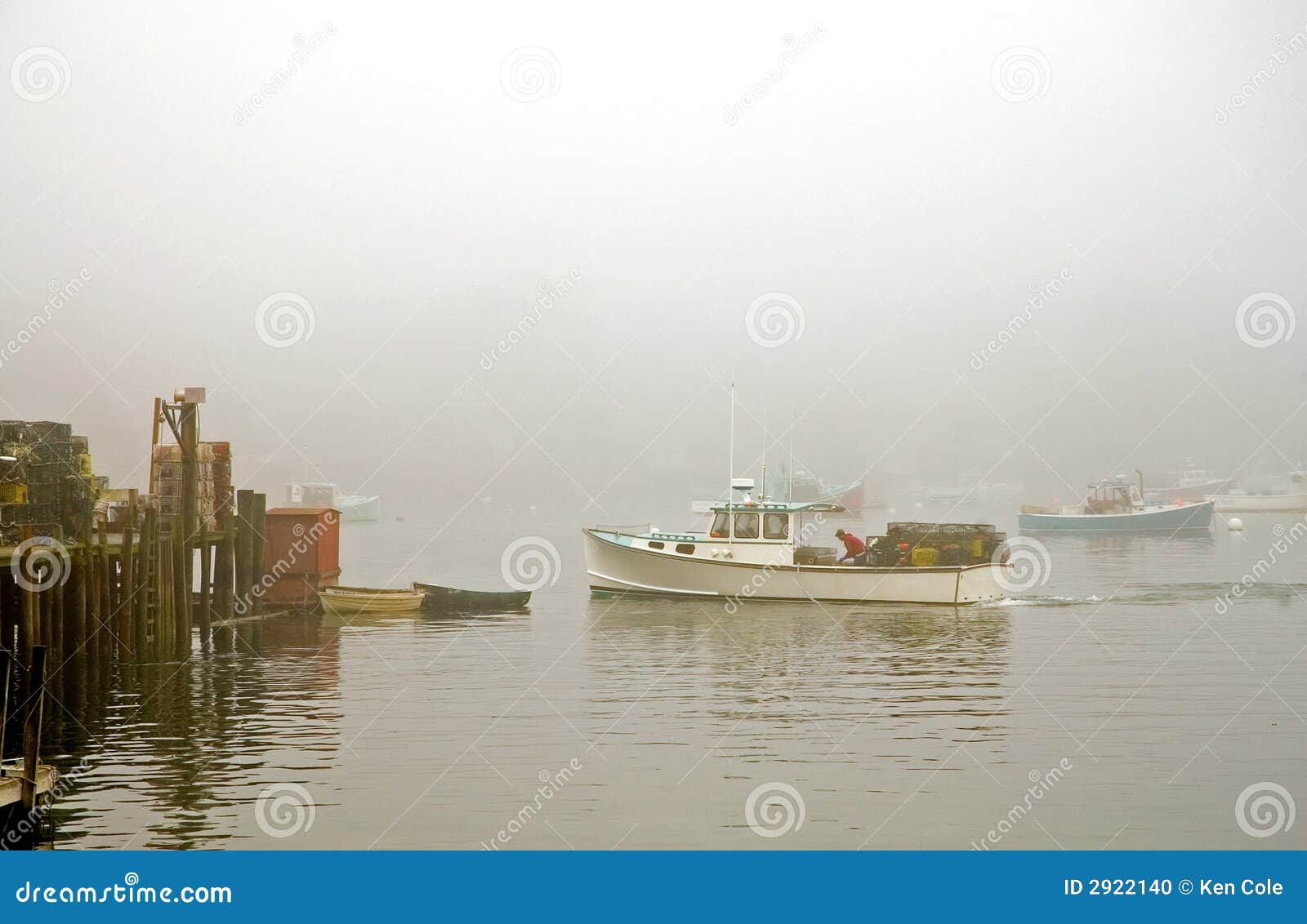 Lobster boat in fog stock photo. Image of boats, boat - 2922140