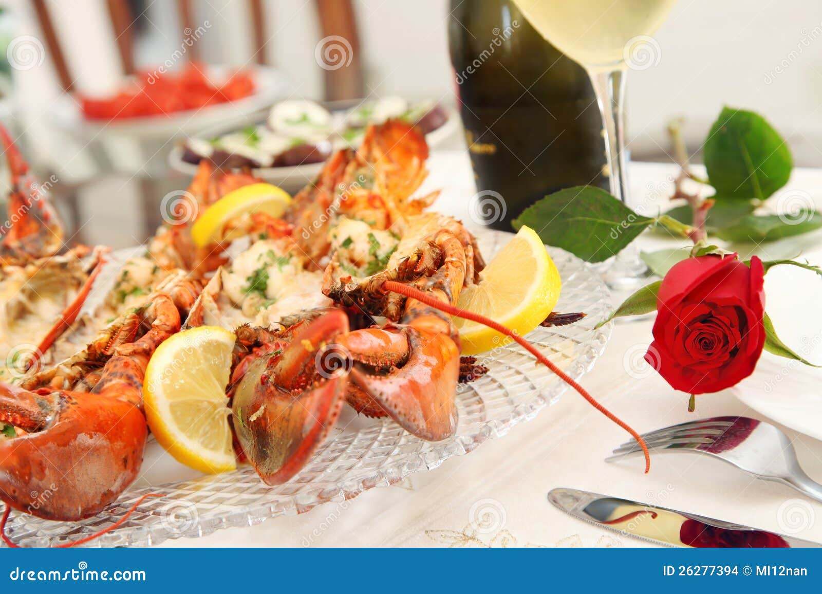 Lobster dinner stock photo. Image of knife, grilled, dinnerware - 26277394