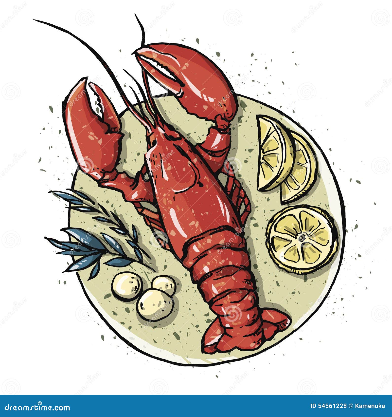 Lobster on a Dish. Seafood. Vector Illustration. Stock Vector ...