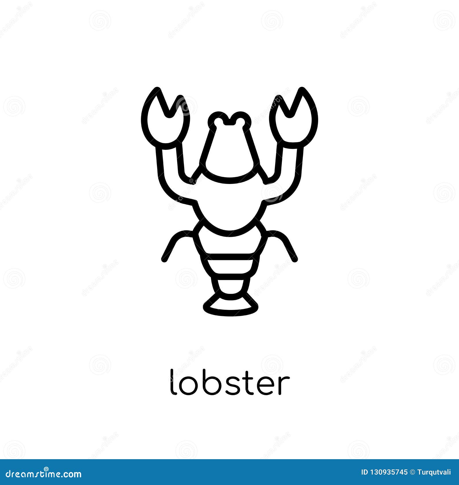 Lobster Linear Silhouette On A White Background Cartoon Vector ...