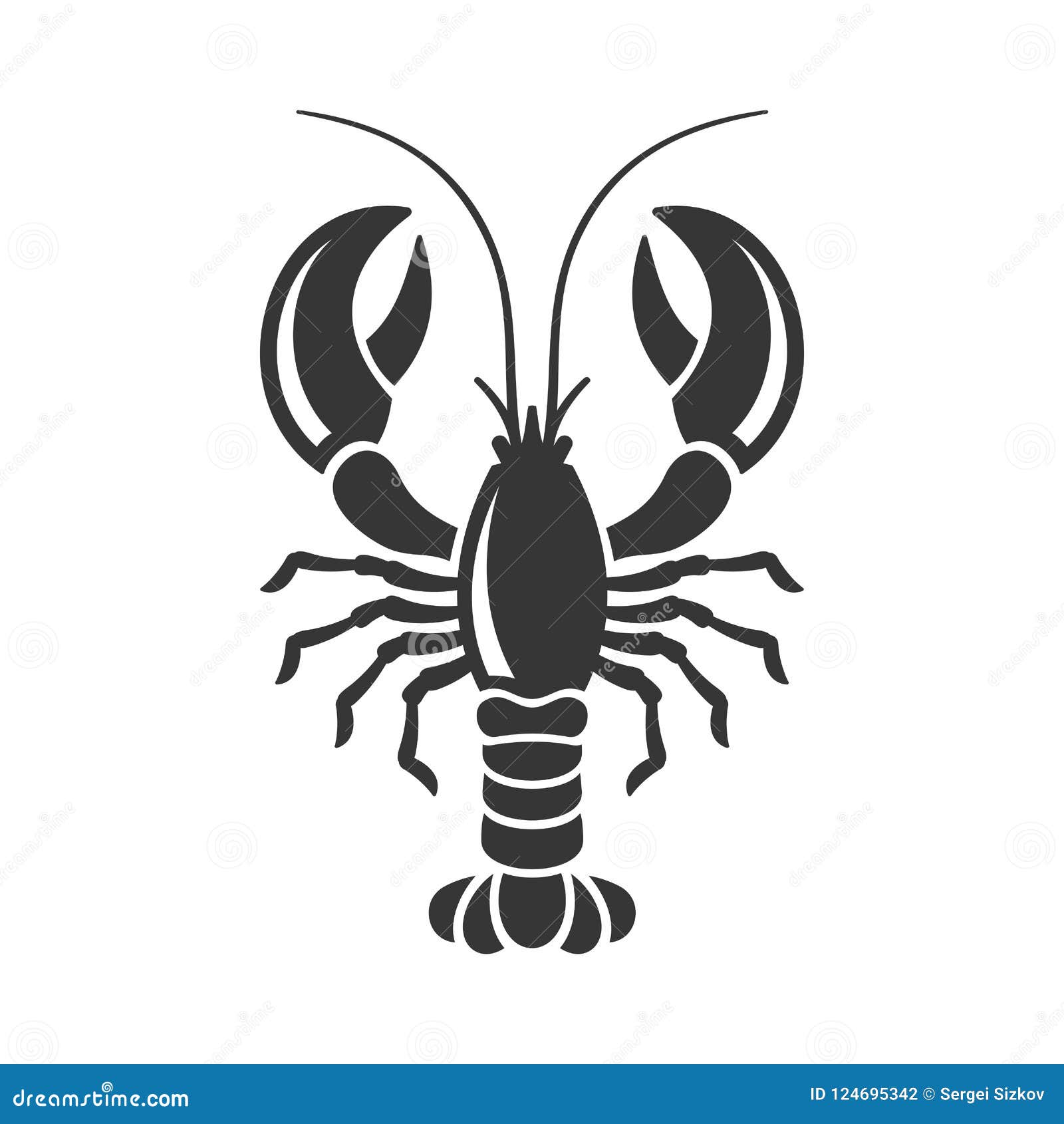 Lobster Silhouette Icon on White Background. Vector Stock Vector ...