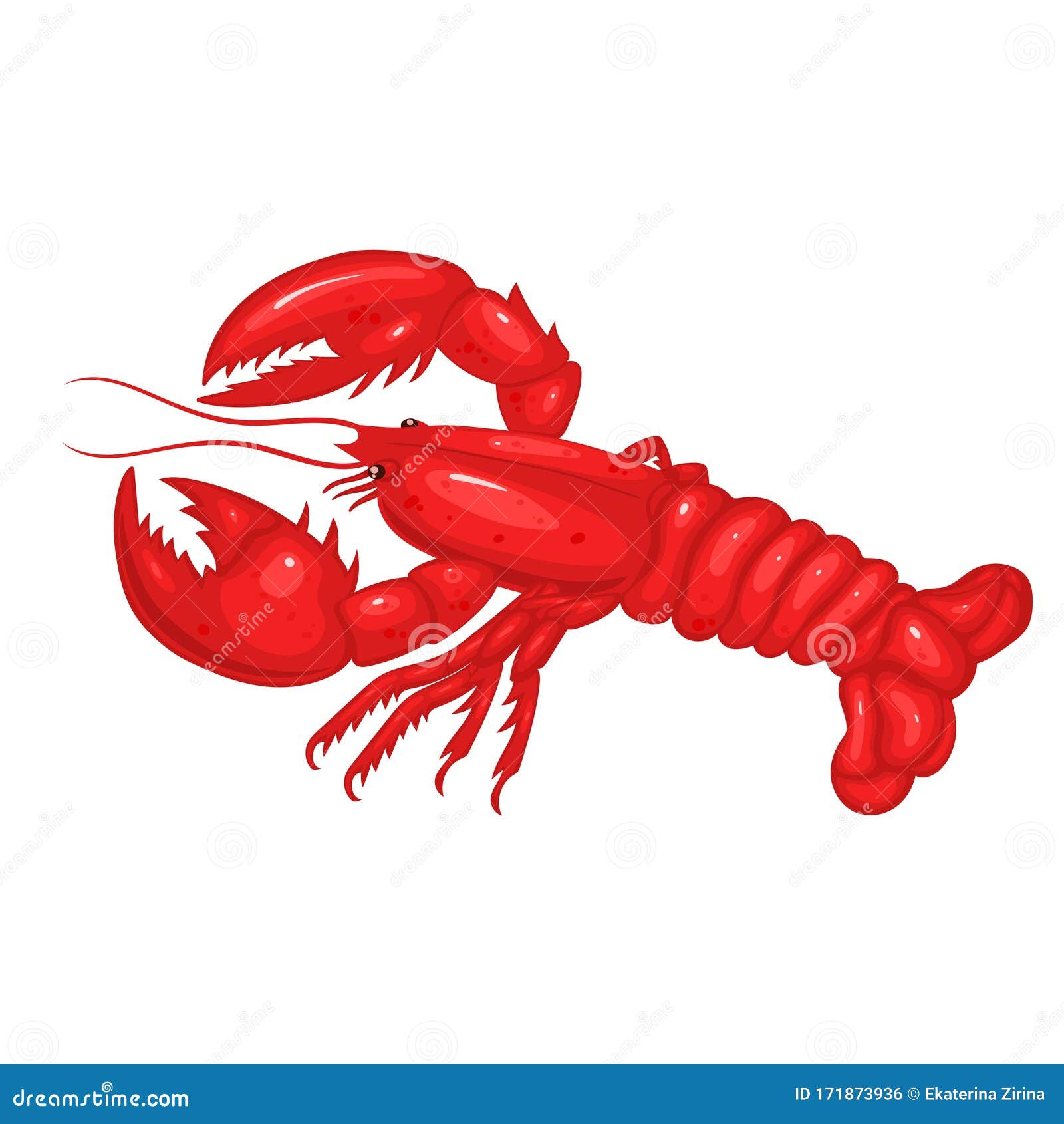 Lobster Isolated On A White Background. Vector Graphics Stock ...