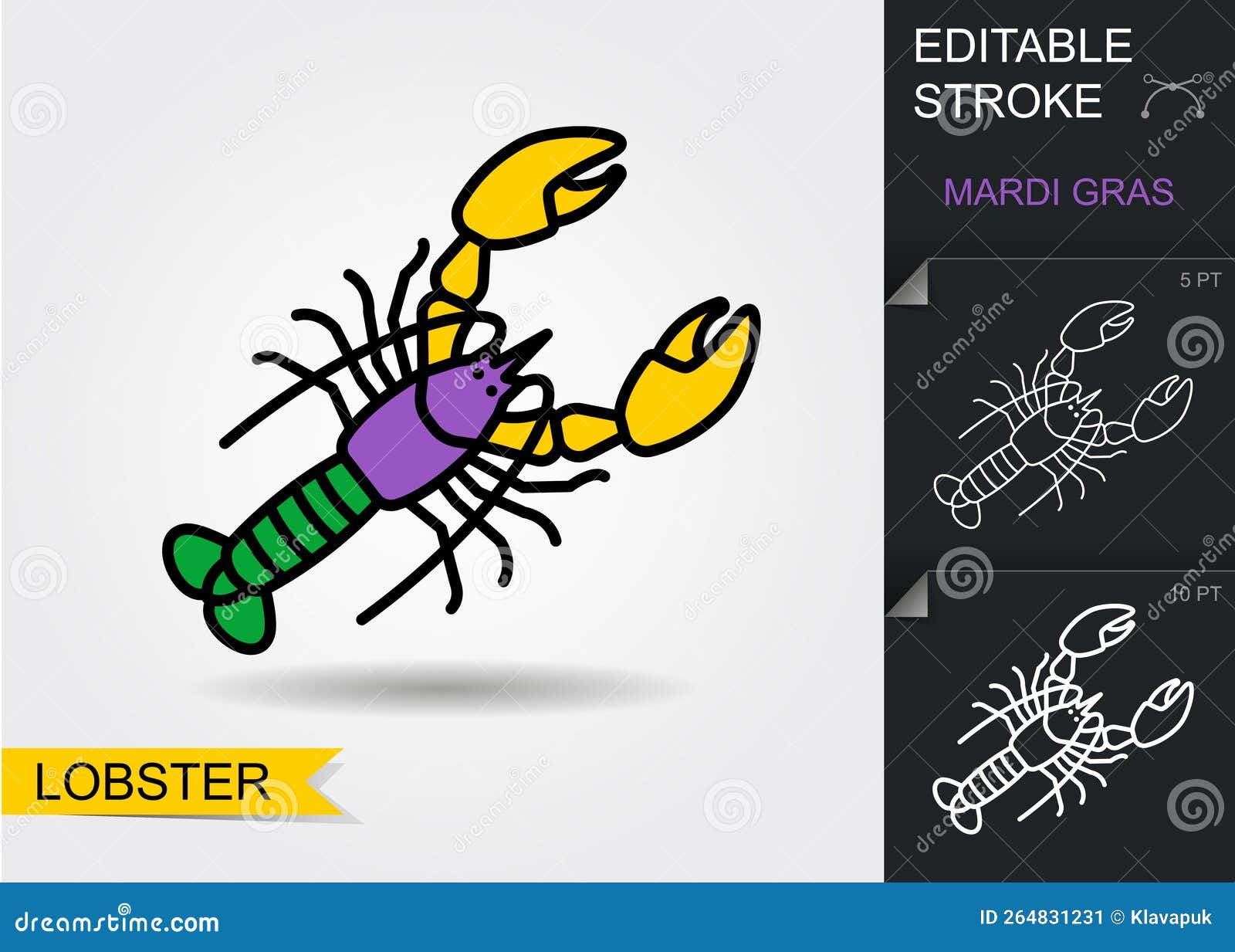 Lobster. Line Icon with Editable Stroke with Shadow Stock Vector ...