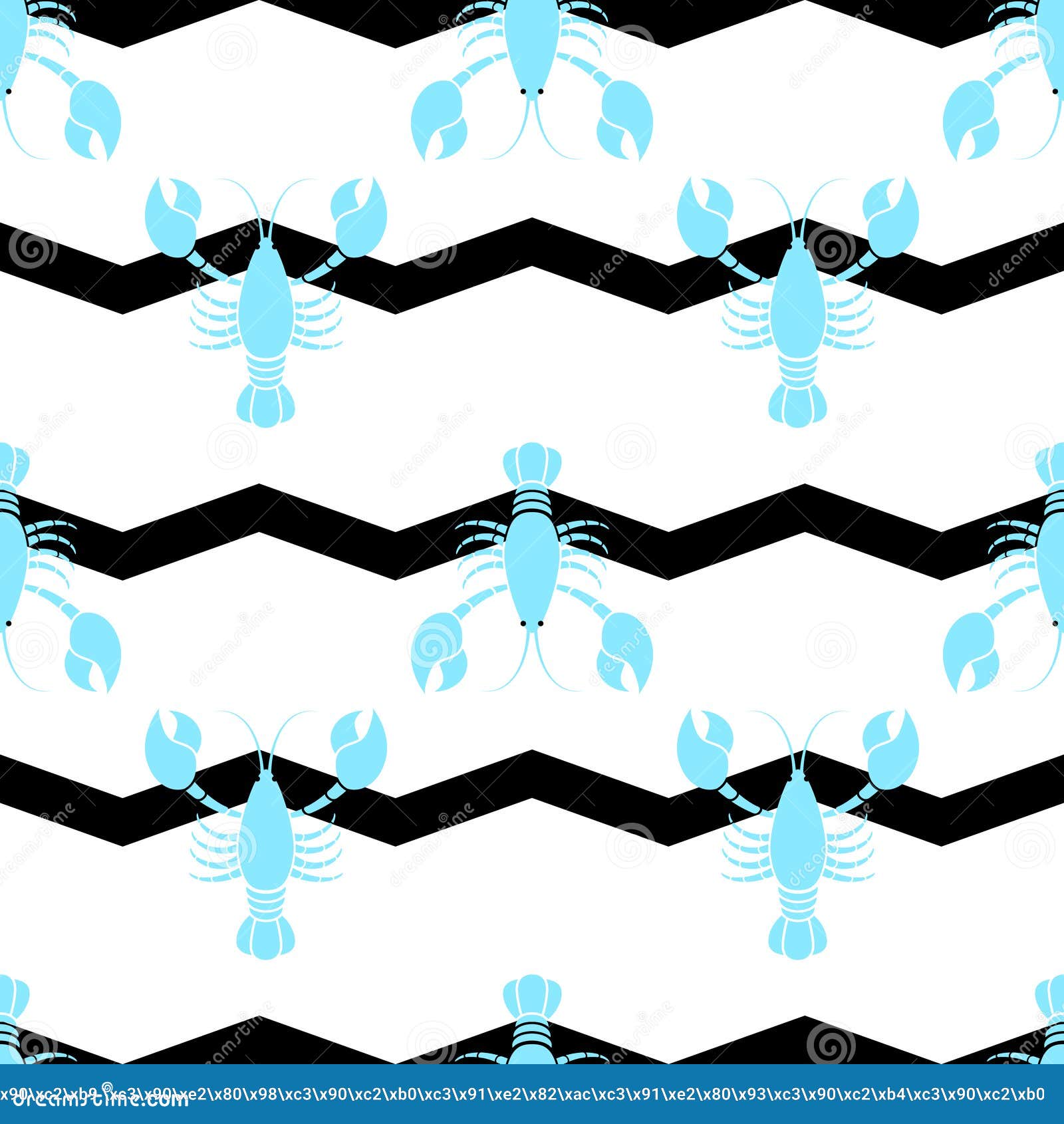 Lobster Pattern Seamless Vector Illustration on White Background Stock ...