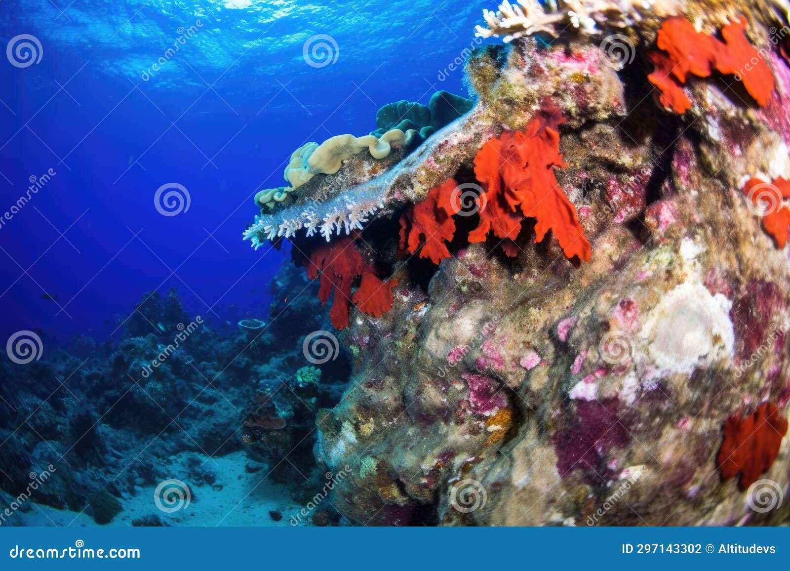 A Lobster Peeping from Under a Coral Ledge Stock Photo - Image of ...