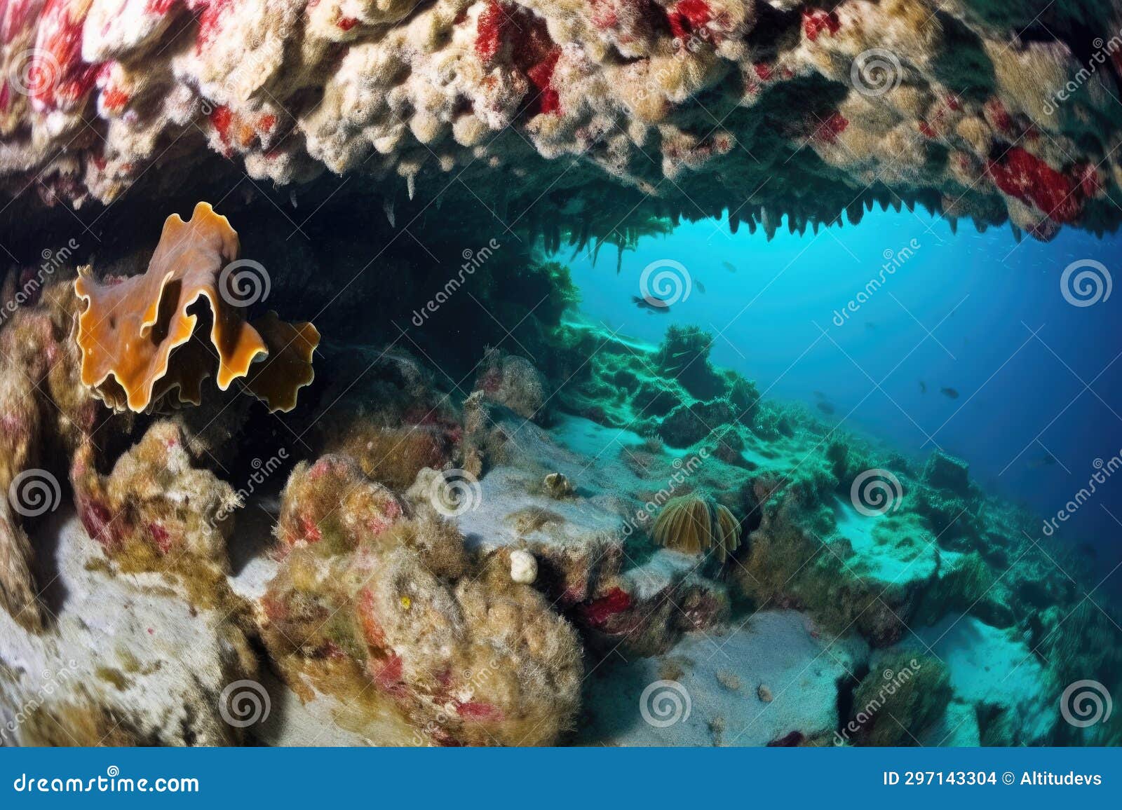 A Lobster Peeping from Under a Coral Ledge Stock Photo - Image of reef ...