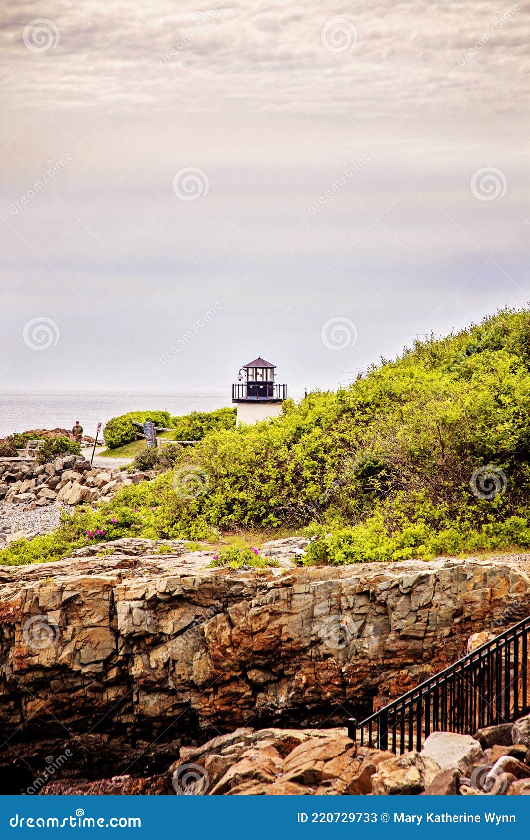 Lobster Point Lighthouse Along the Rocky Coast of Maine on the Marginal ...