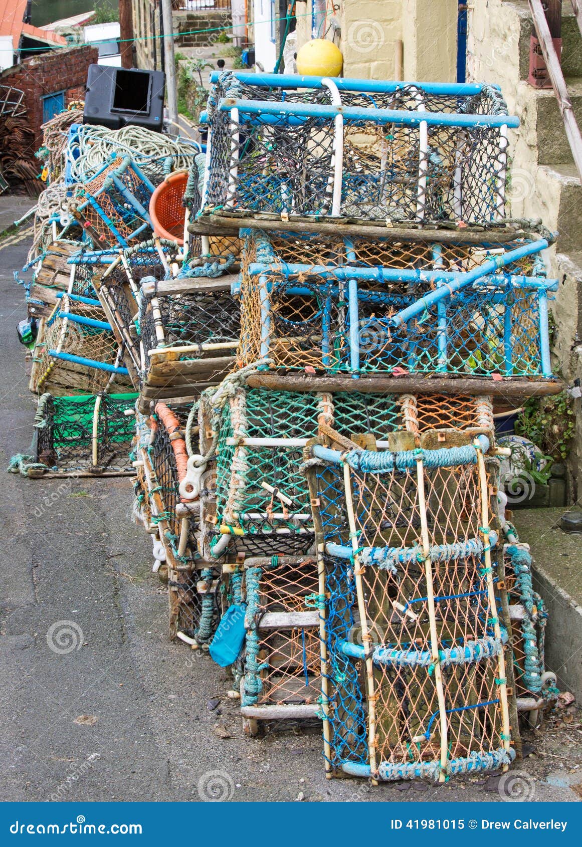 Lobster Pots Piled Up stock image. Image of quay, food - 41981015
