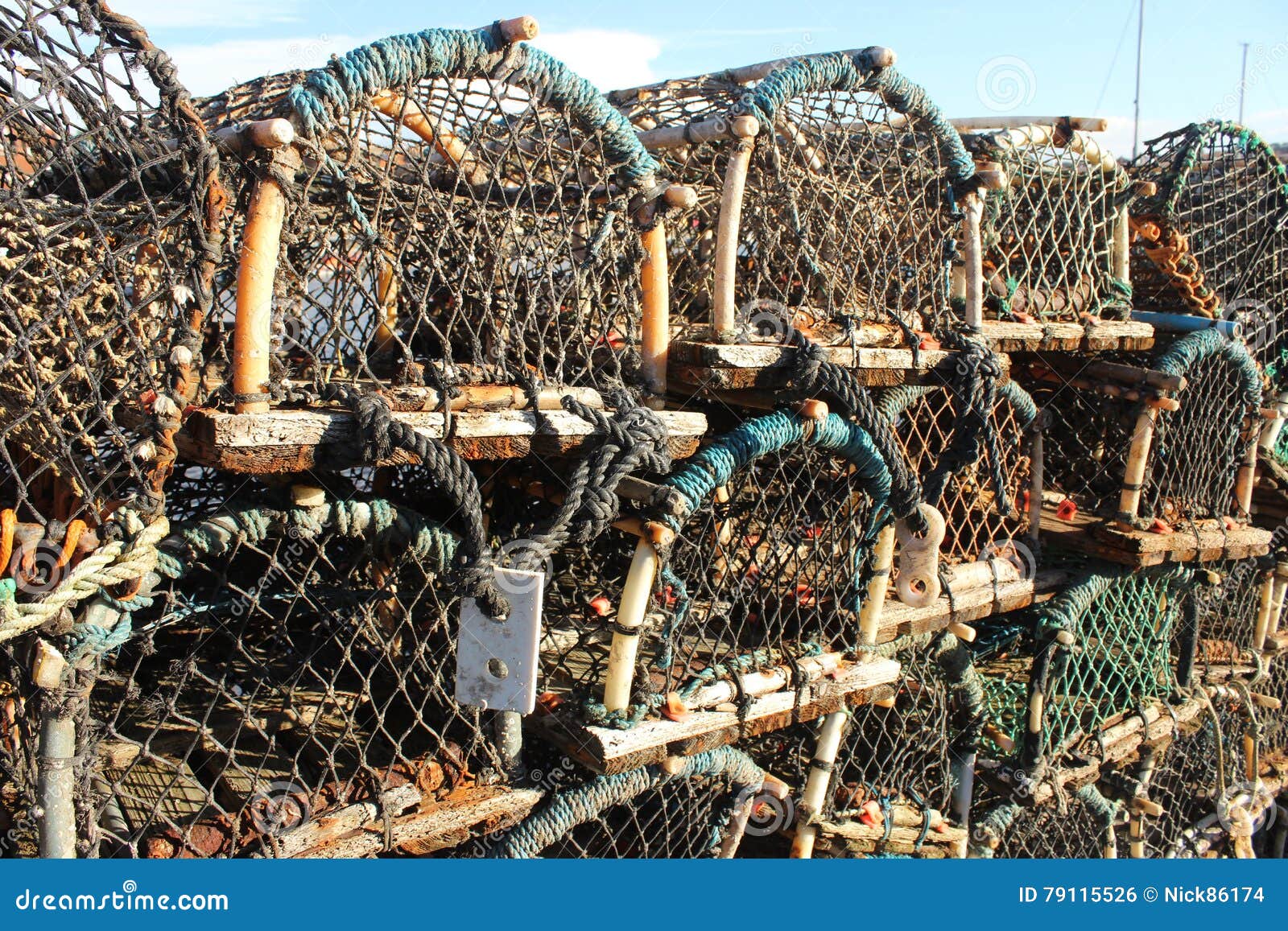 Creel Pots Stacked Up Ready For A Day Of Fishing Stock Photography ...
