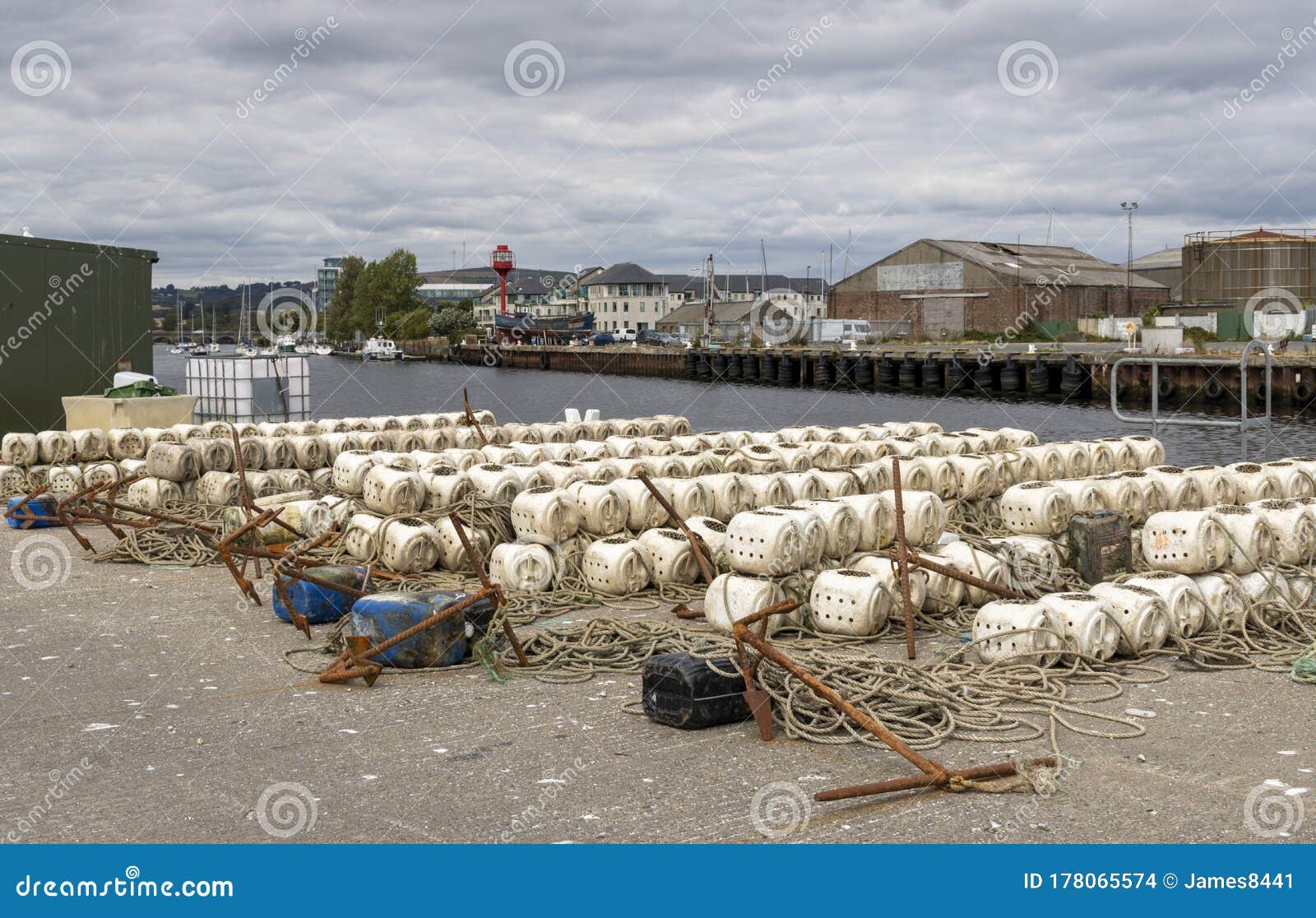 Lobster Pots Stored on the Harbor. Stock Photo - Image of crab, harbour ...