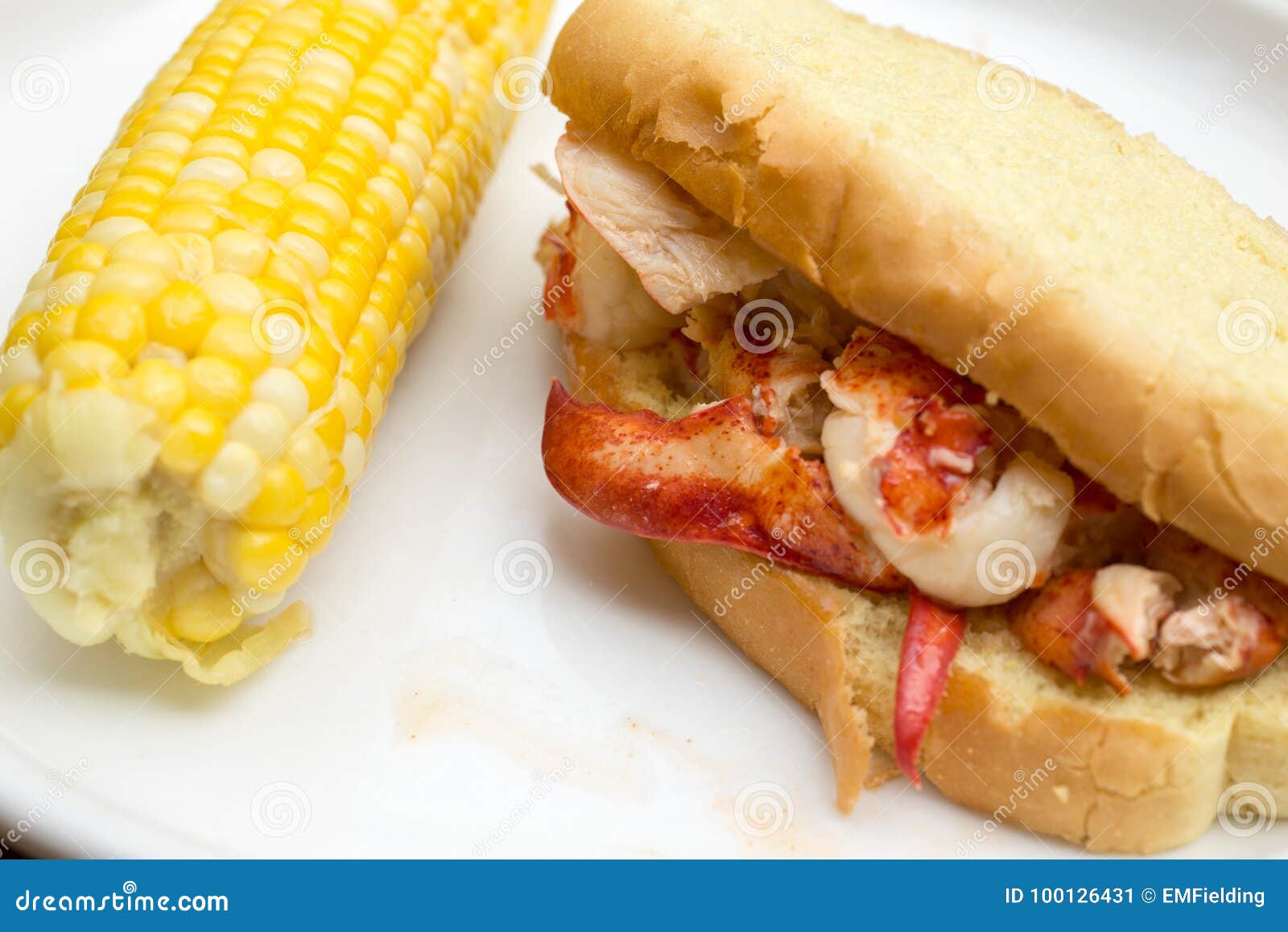 Lobster Roll and Corn on the Cob Stock Image - Image of roll, regional ...