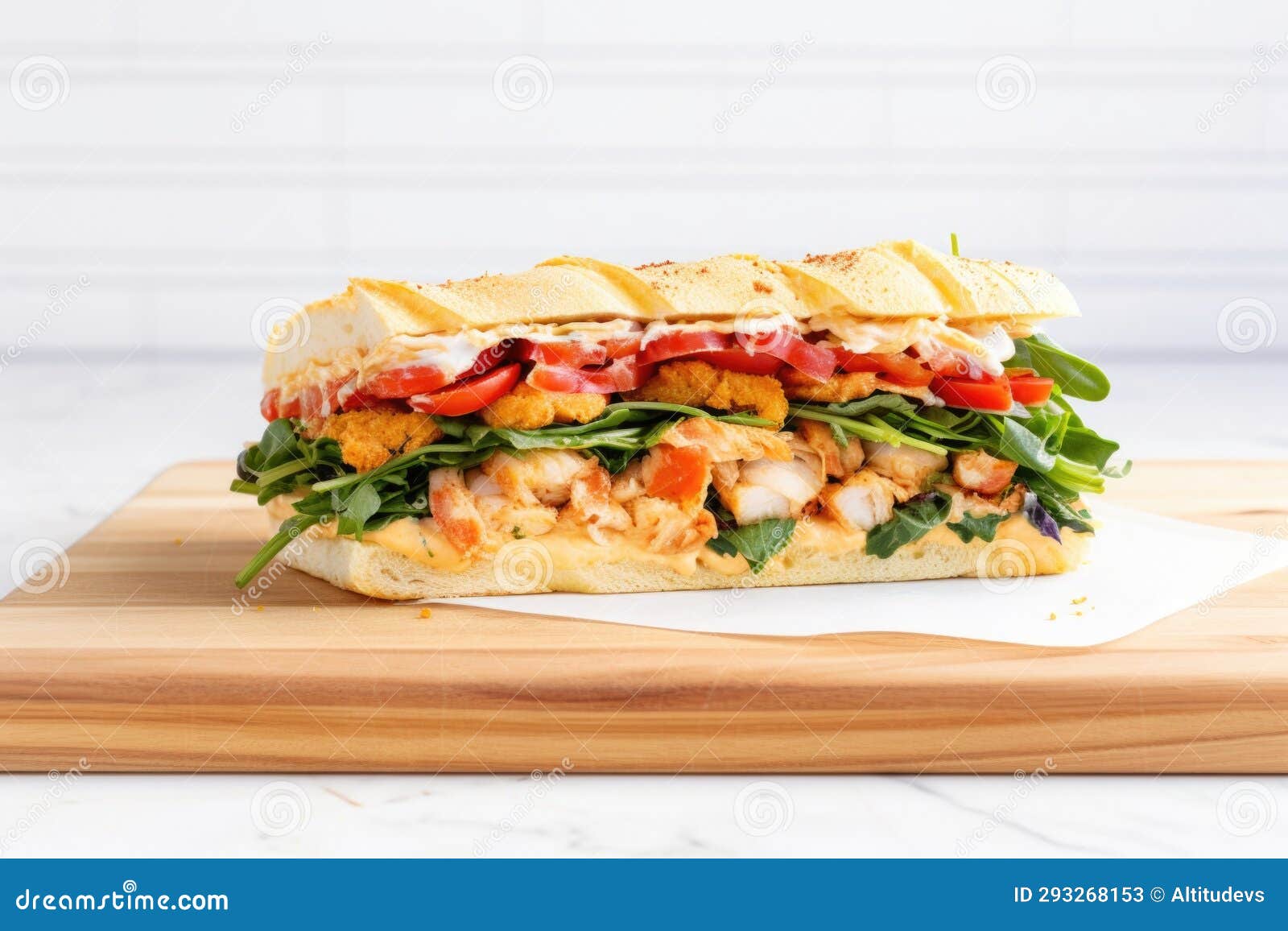 Lobster Roll Sandwich on a White Board, Under Bright Light Stock Image ...