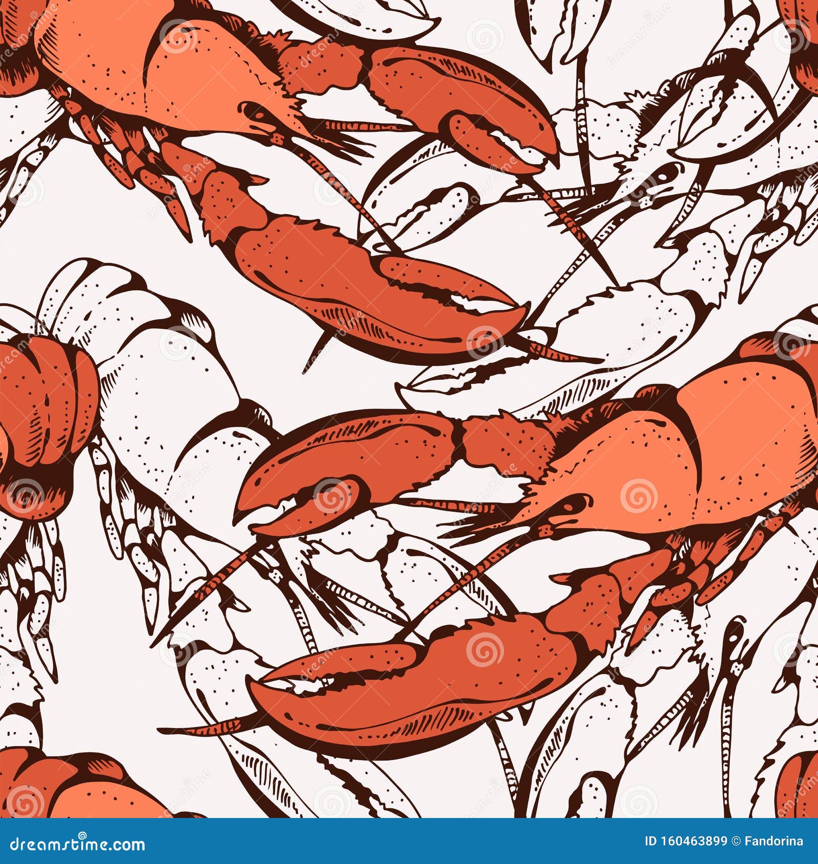 Lobster seamless pattern stock image. Image of hand - 160463899