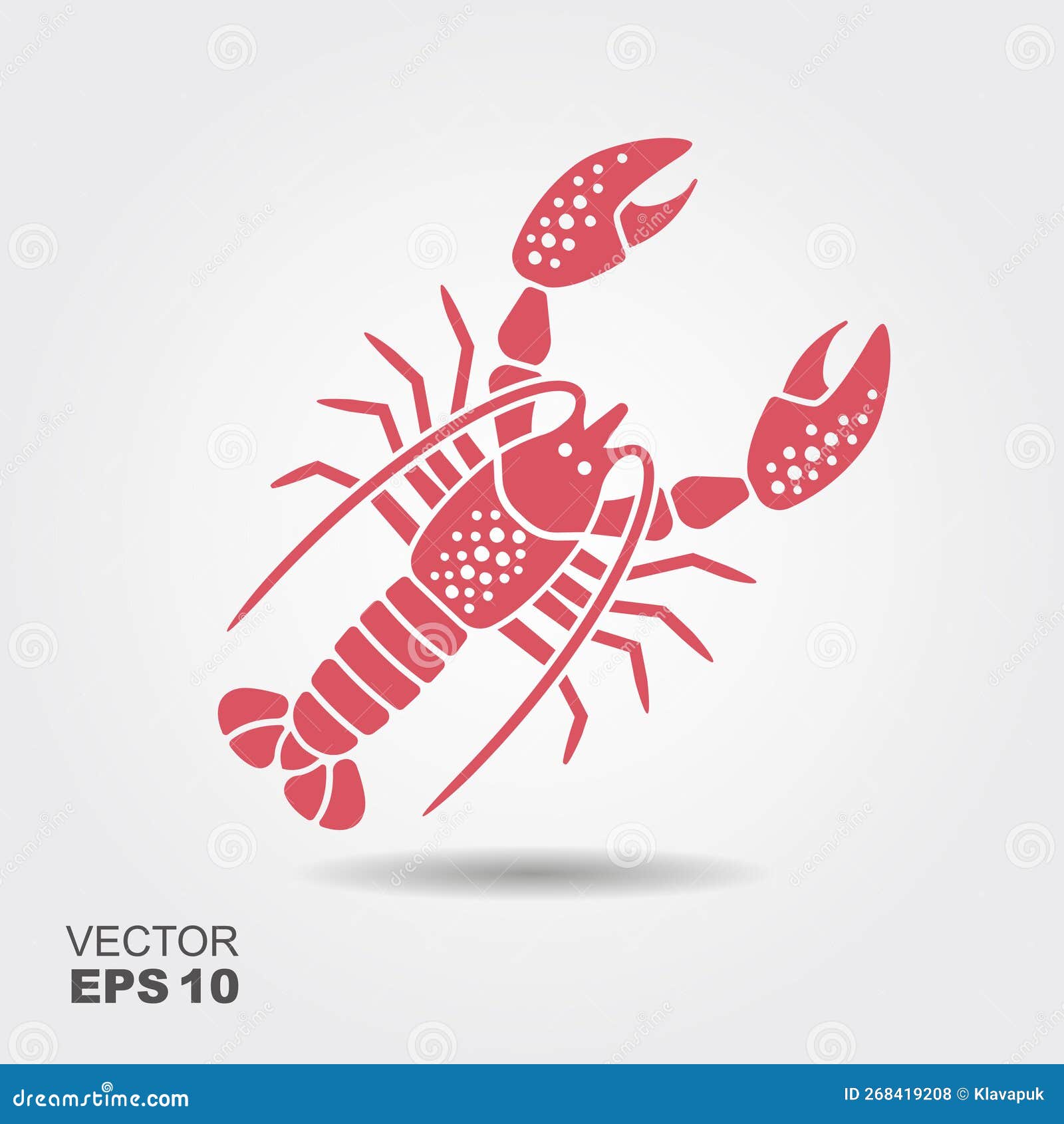 Lobster. Silhouette Icon with Shadow Stock Vector - Illustration of ...