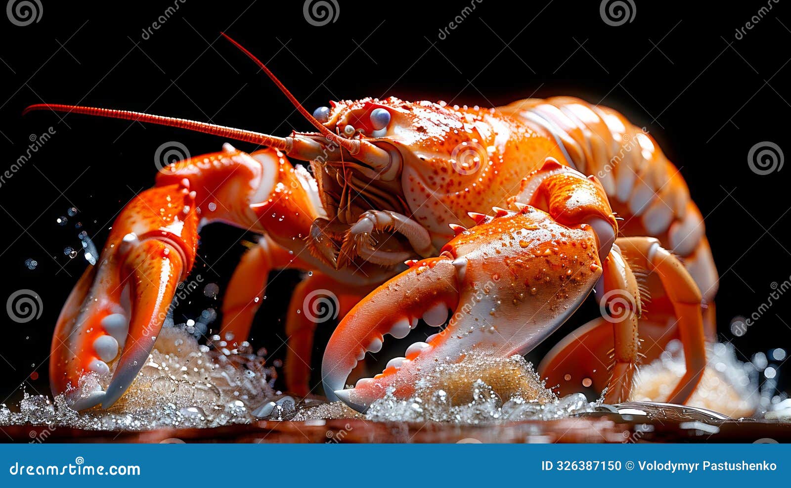 A Lobster is Standing in the Water with Its Claws Extended Stock Photo ...