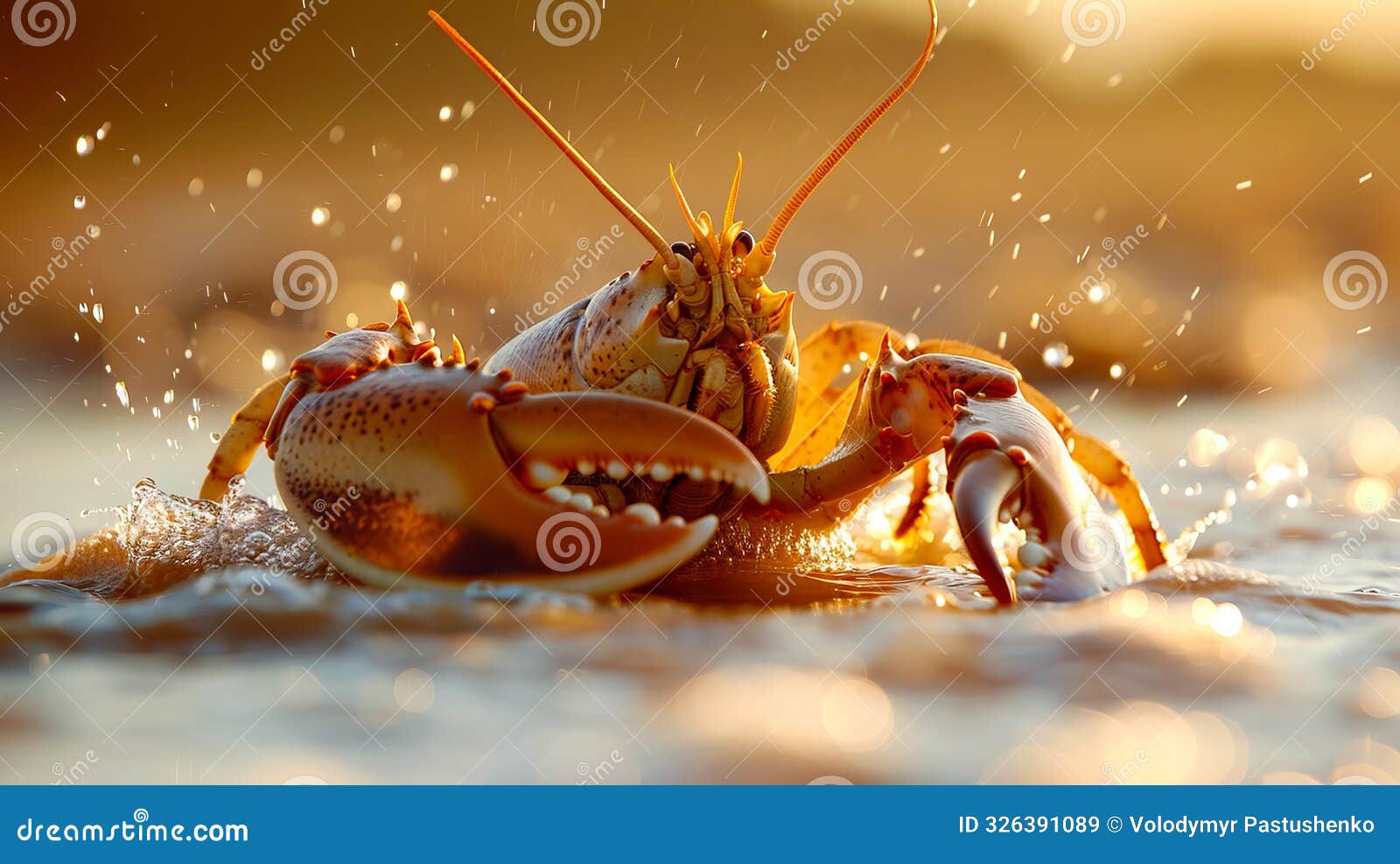 A Lobster is Standing in the Water with Its Claws Open Stock Image ...