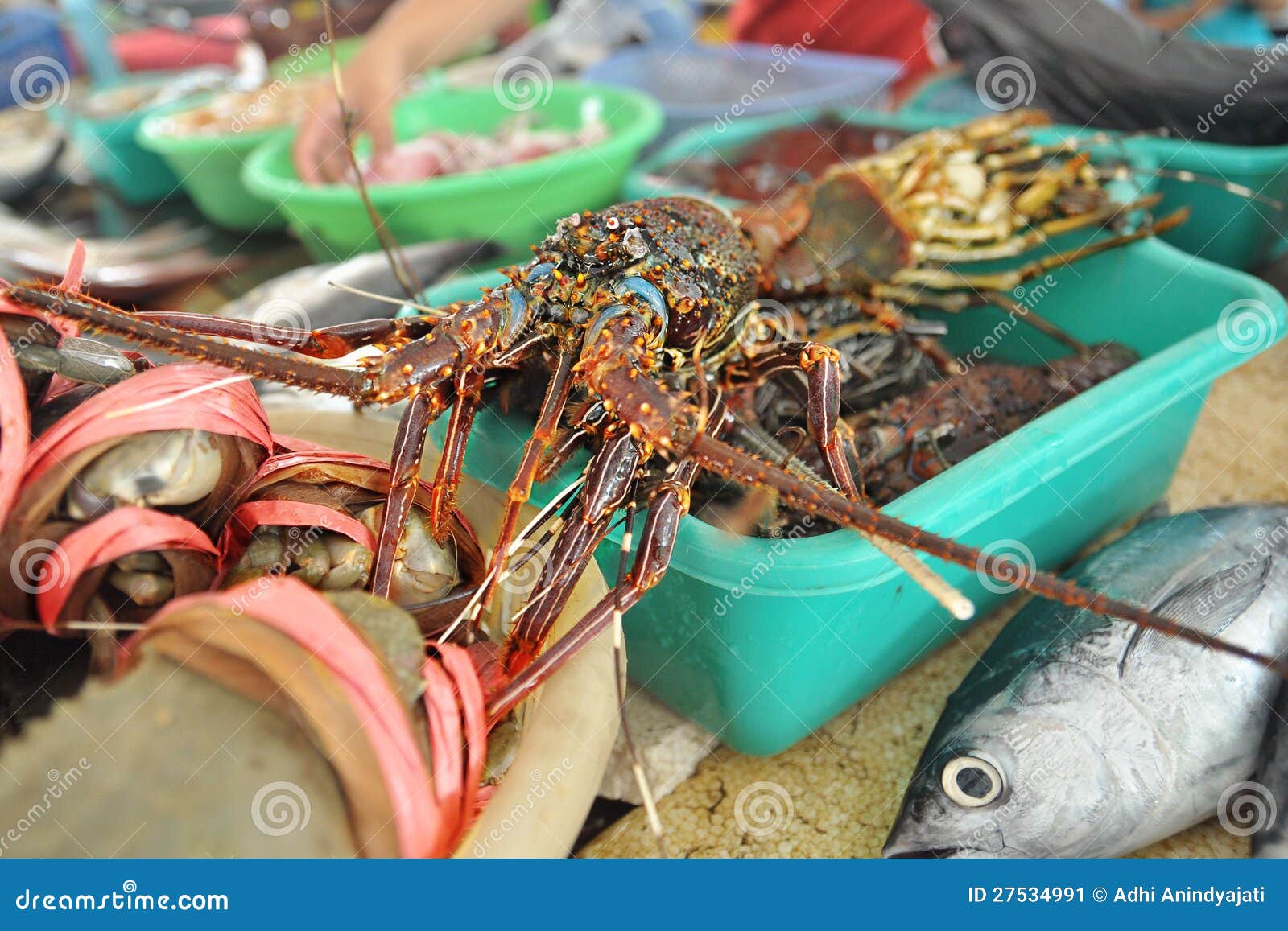 Lobster in Traditional Fish Market Stock Image - Image of culinary ...