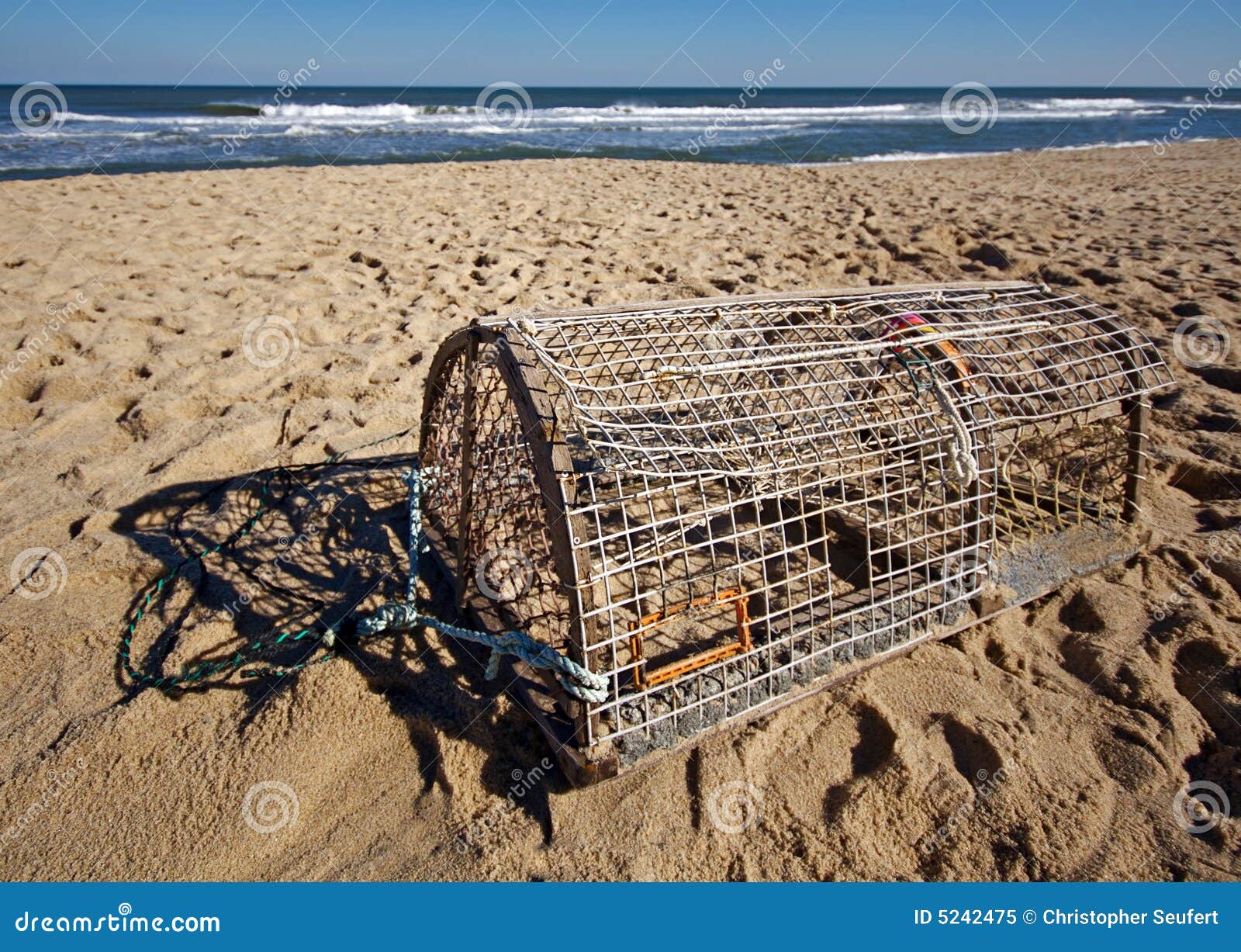 Lobster Trap At Cape Cod Beach Stock Image - Image of sand ...