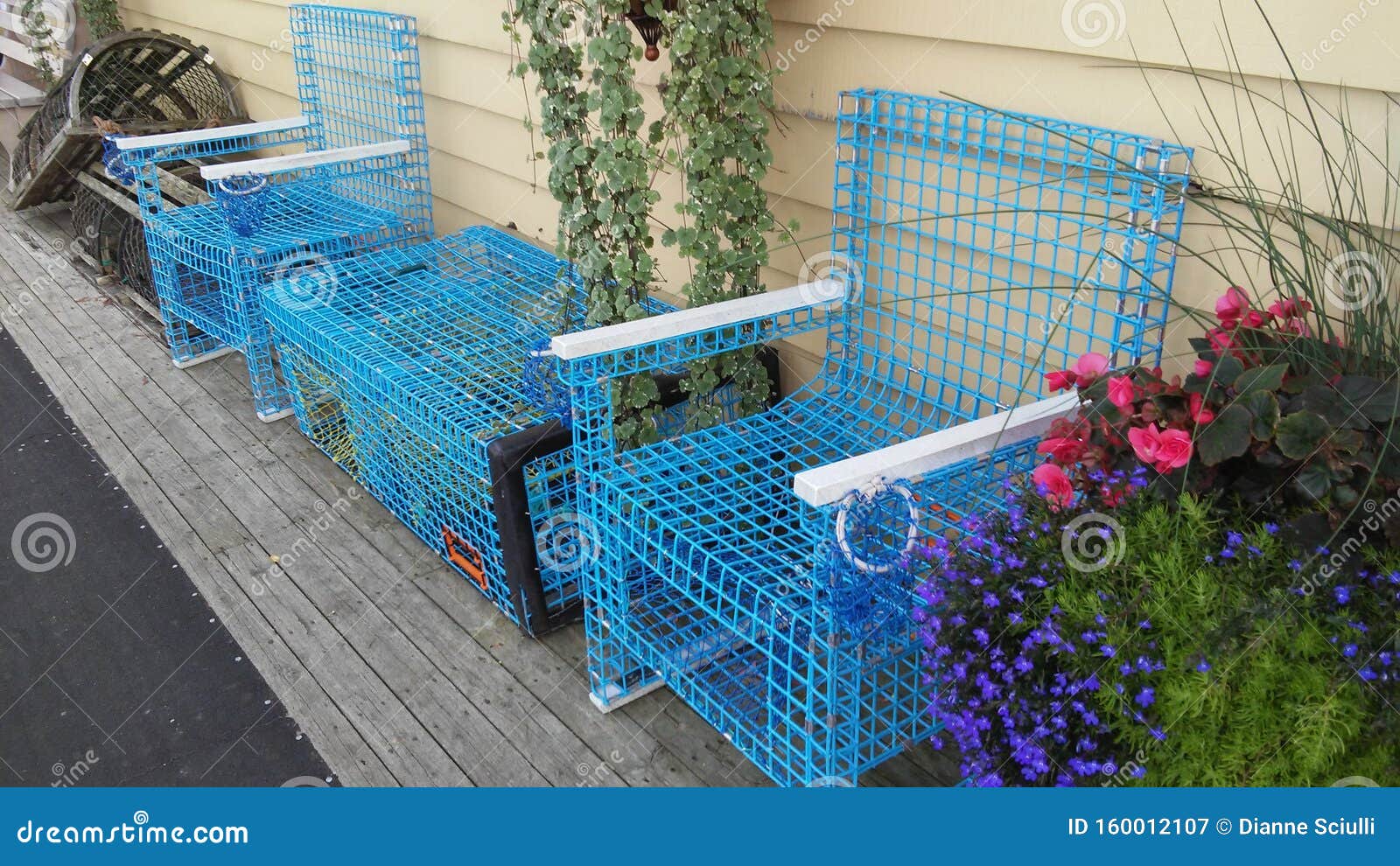 Lobster Trap Chairs stock image. Image of blue, lobster - 160012107