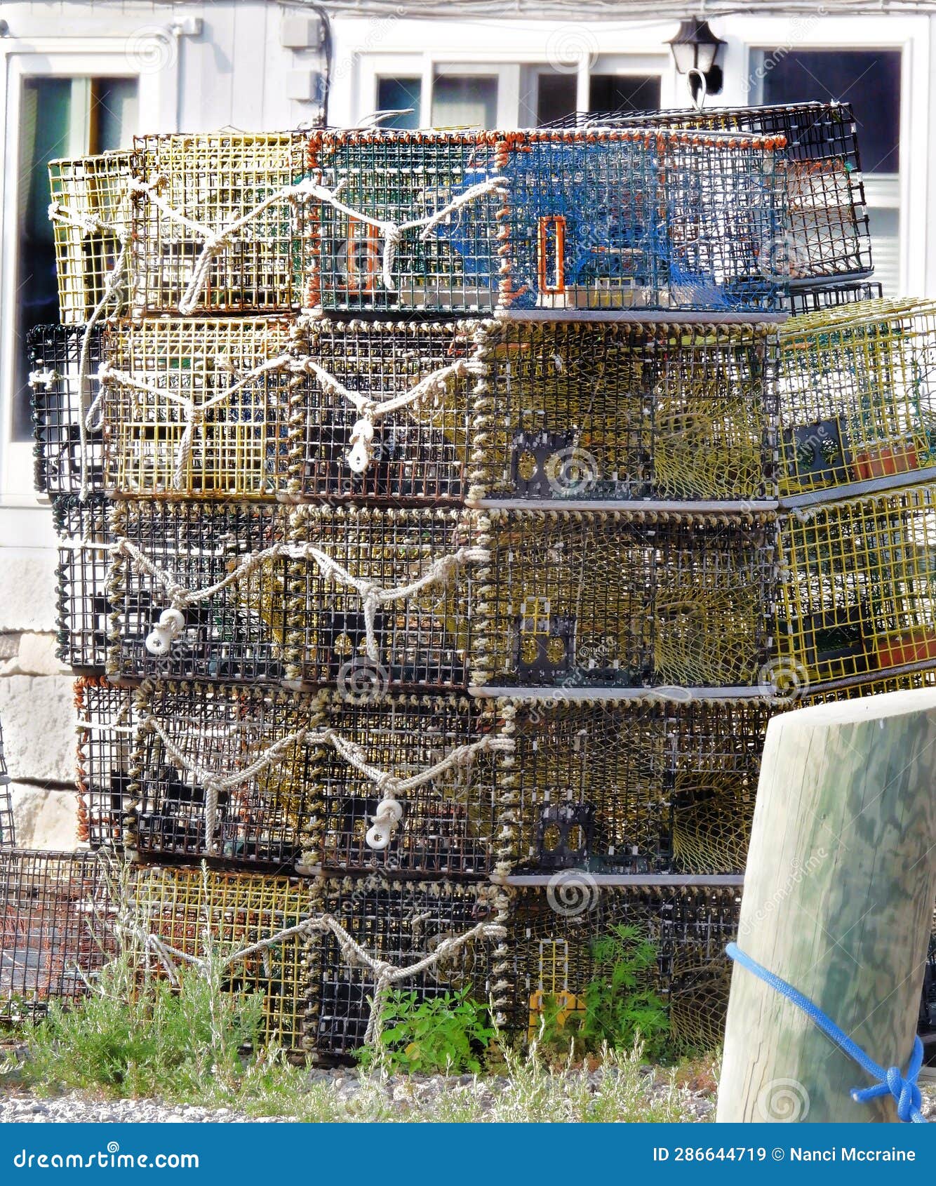 Lobster Cages Pile Stacked on Fishing Dock Gloucester Stock Image ...