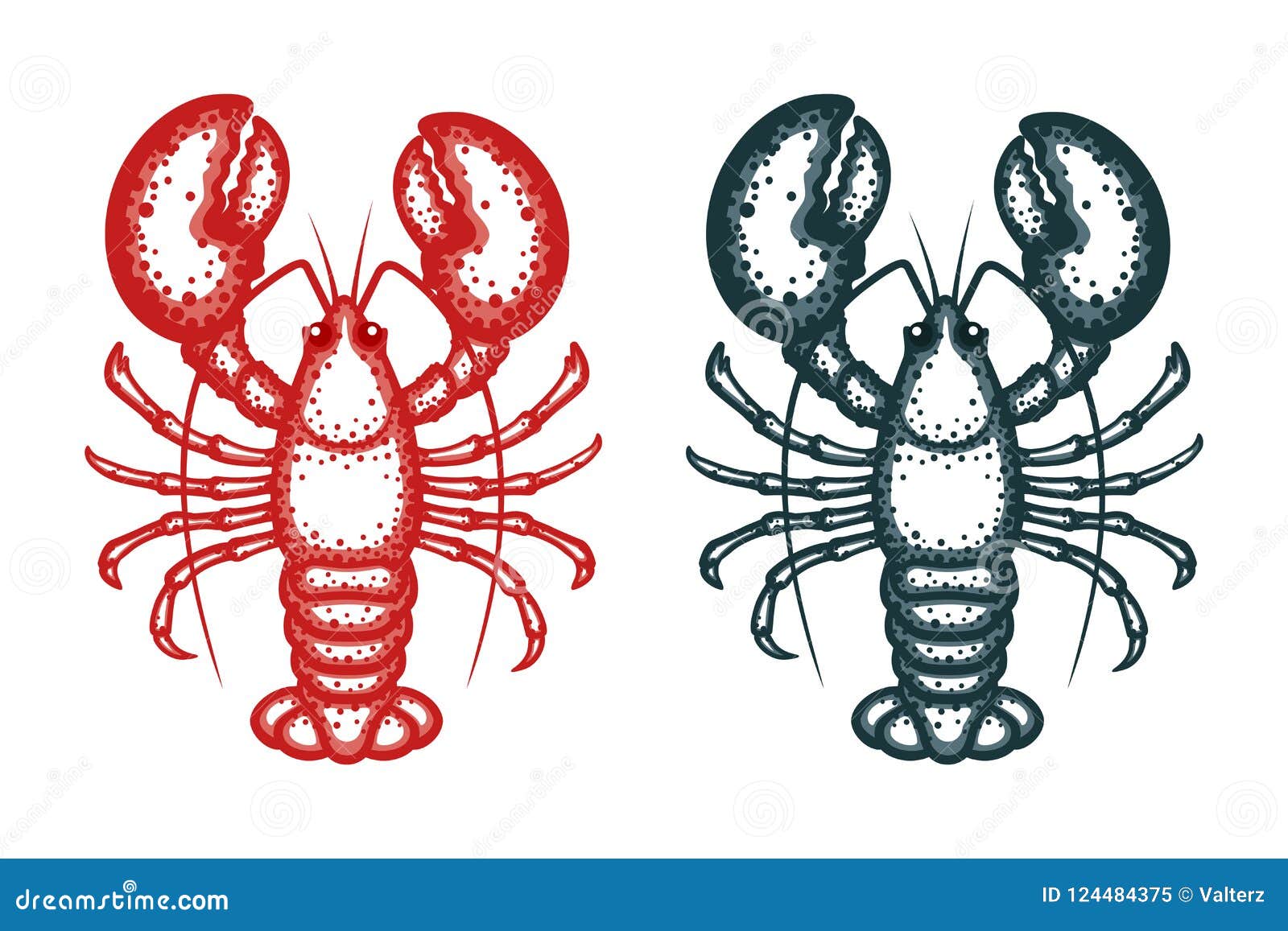 Lobster Vector Illustration In Black And White | CartoonDealer.com ...