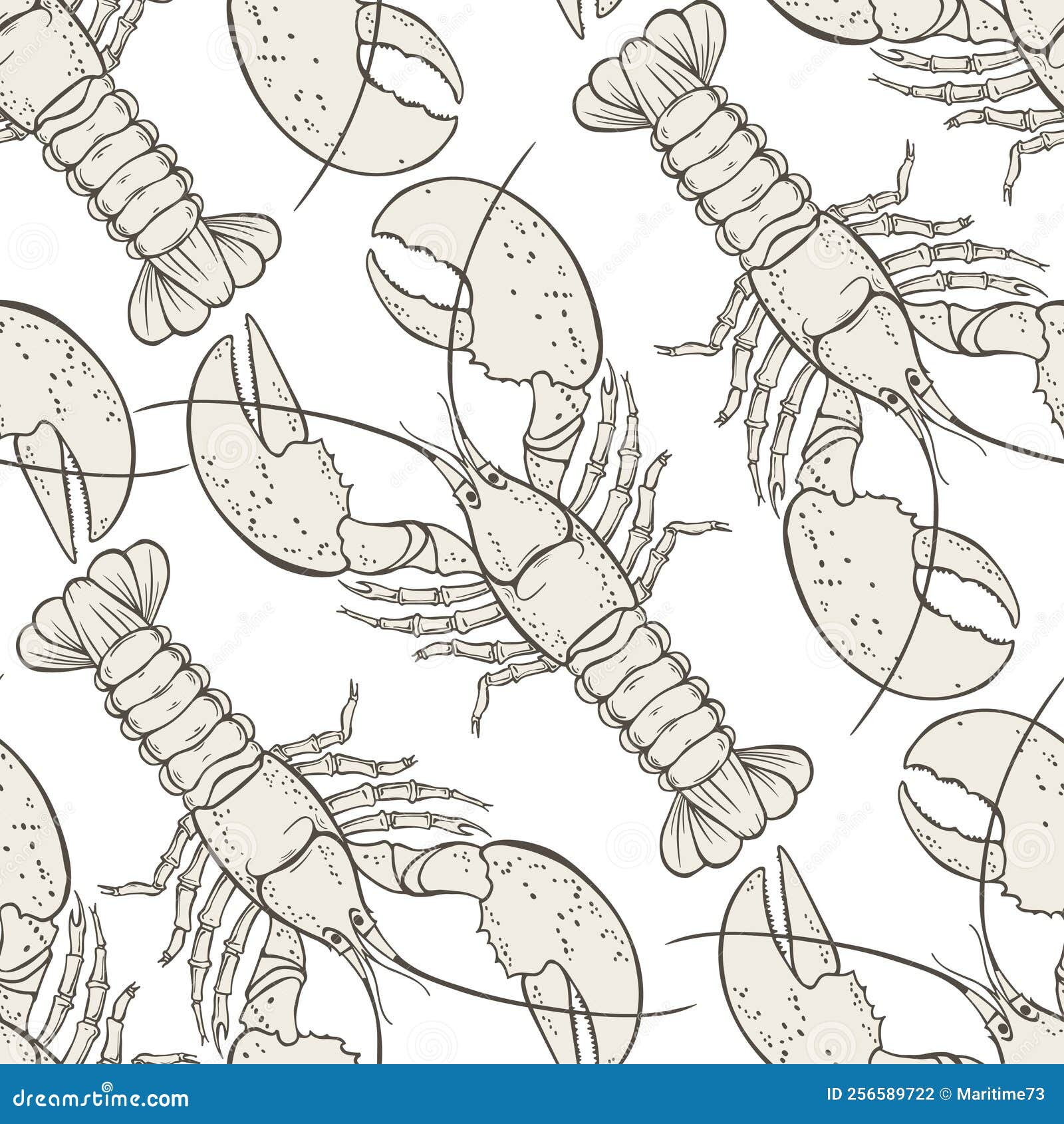 Lobster. Vector Seamless Background Patterns on White. Food Vector ...