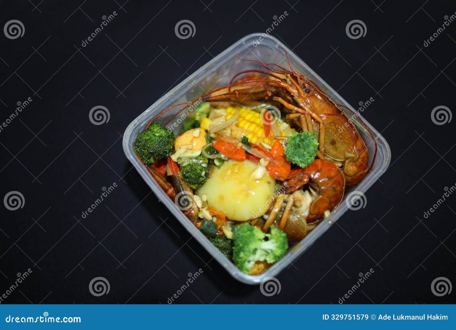 Lobster and Vegetables in the Box Packaging Stock Image - Image of ...