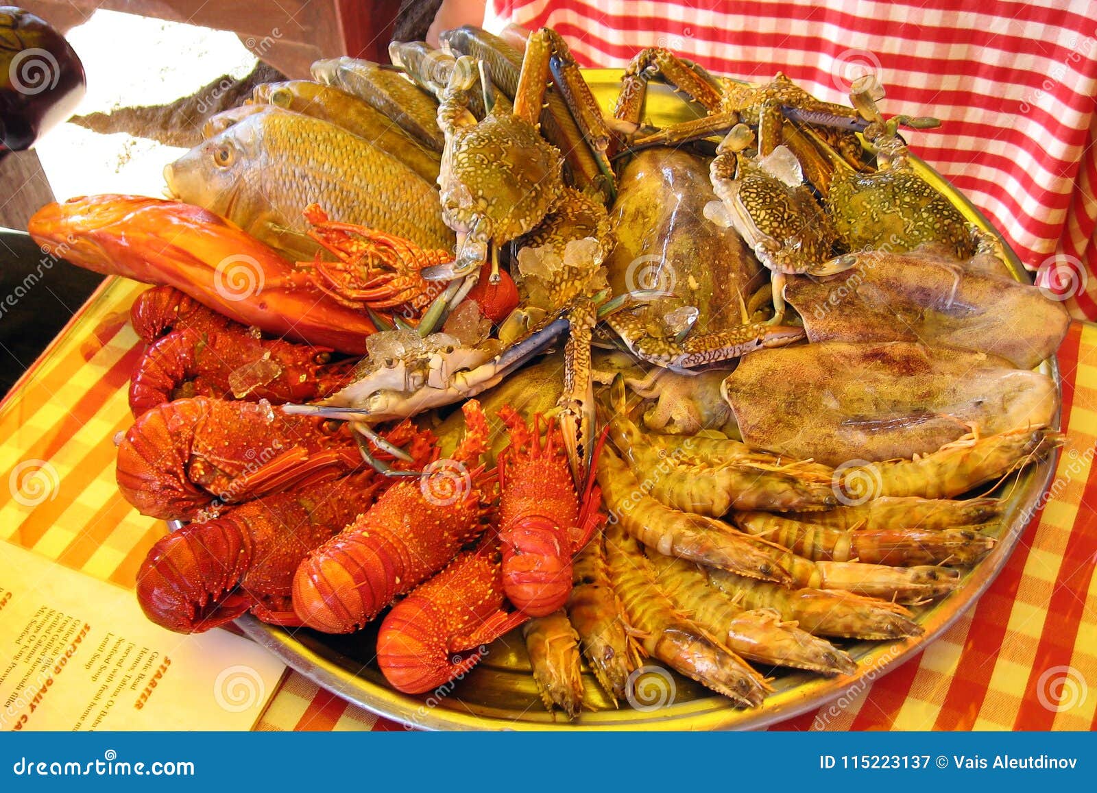 Lobsters, Crabs and Fish Mixture. Background Stock Image - Image of ...