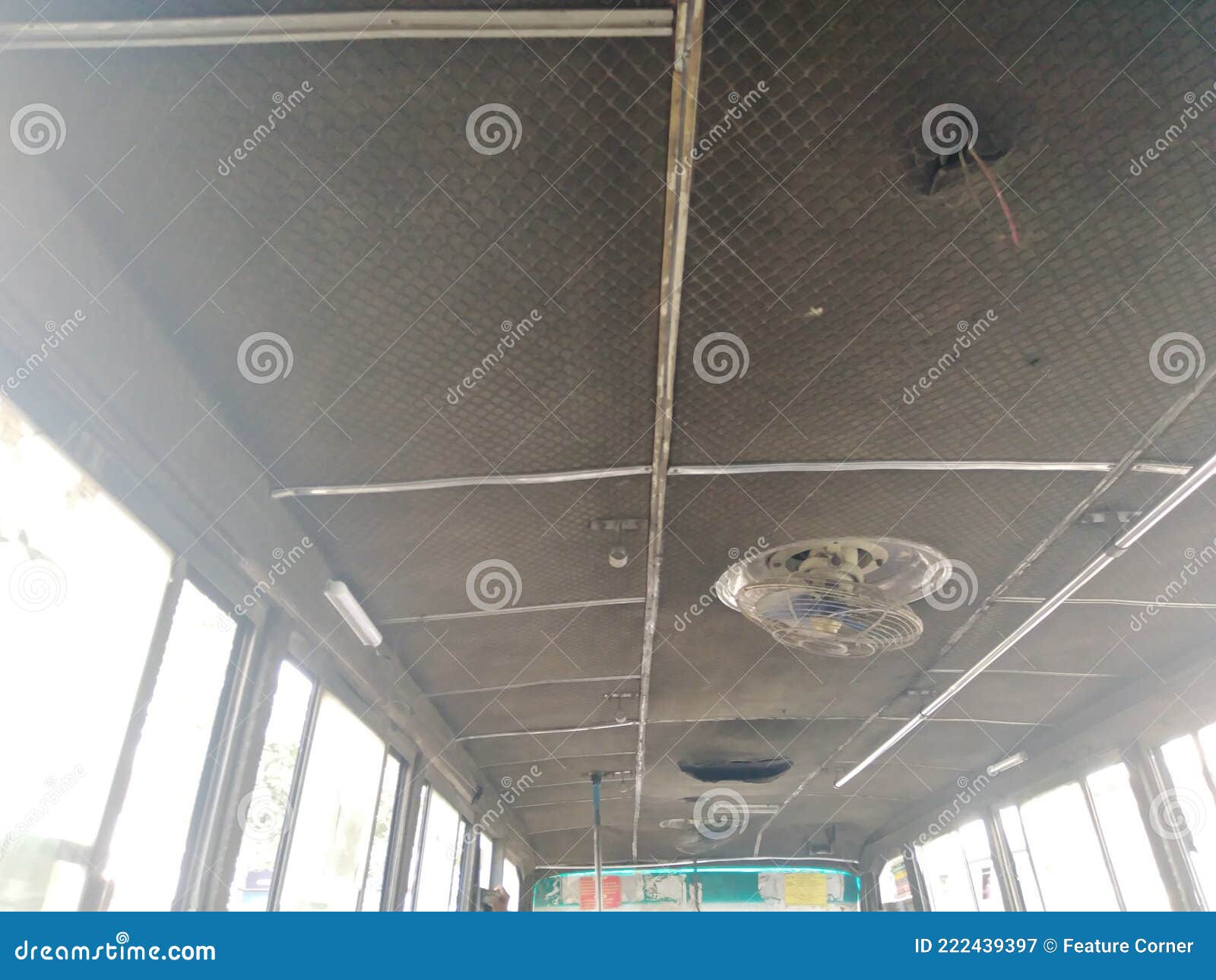 Local Bus Top Interior. Cheap Passengers Bus Top Interior Stock Image ...