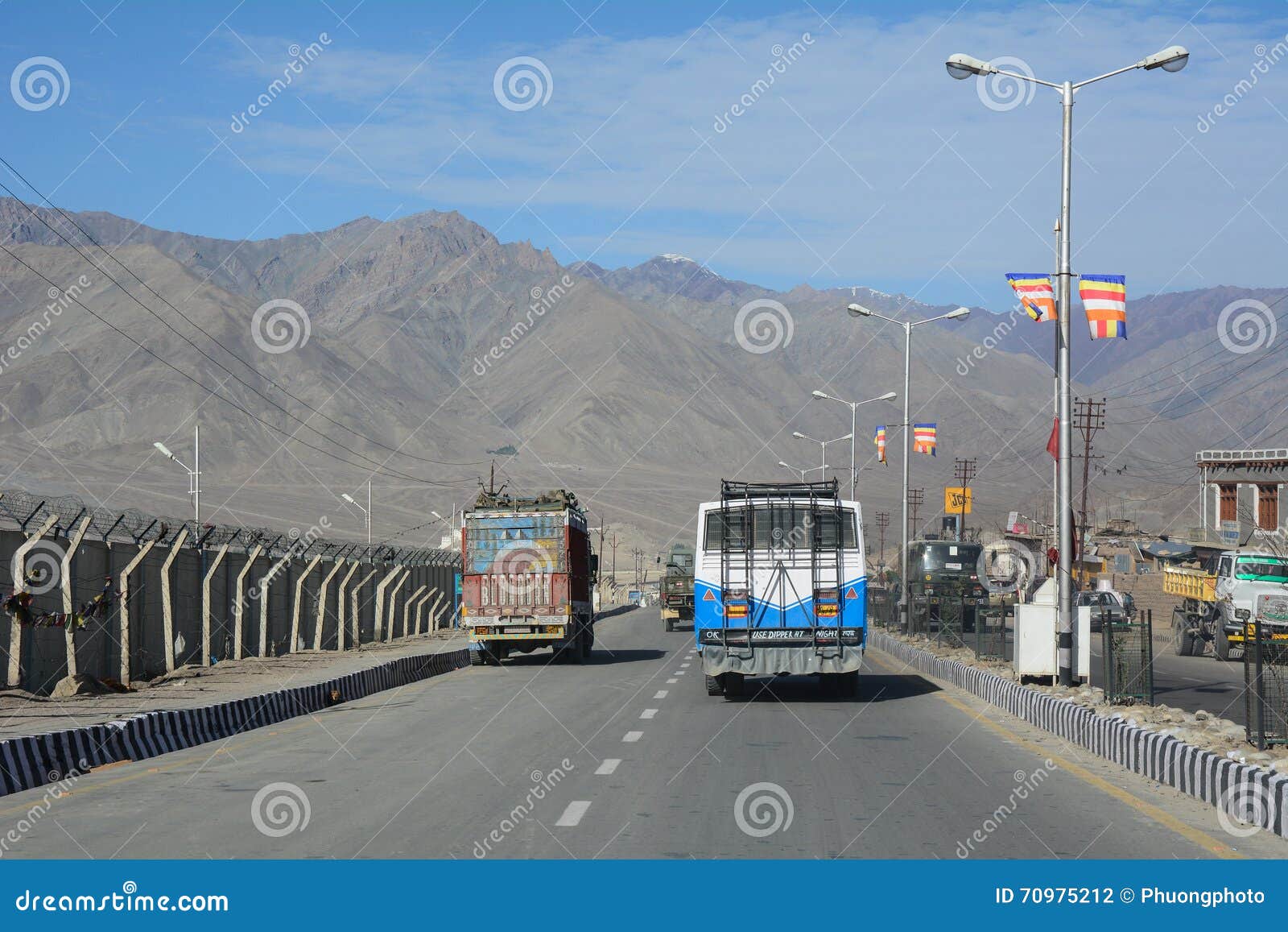 Local Buses on Street in Leh, India Editorial Photography - Image of ...