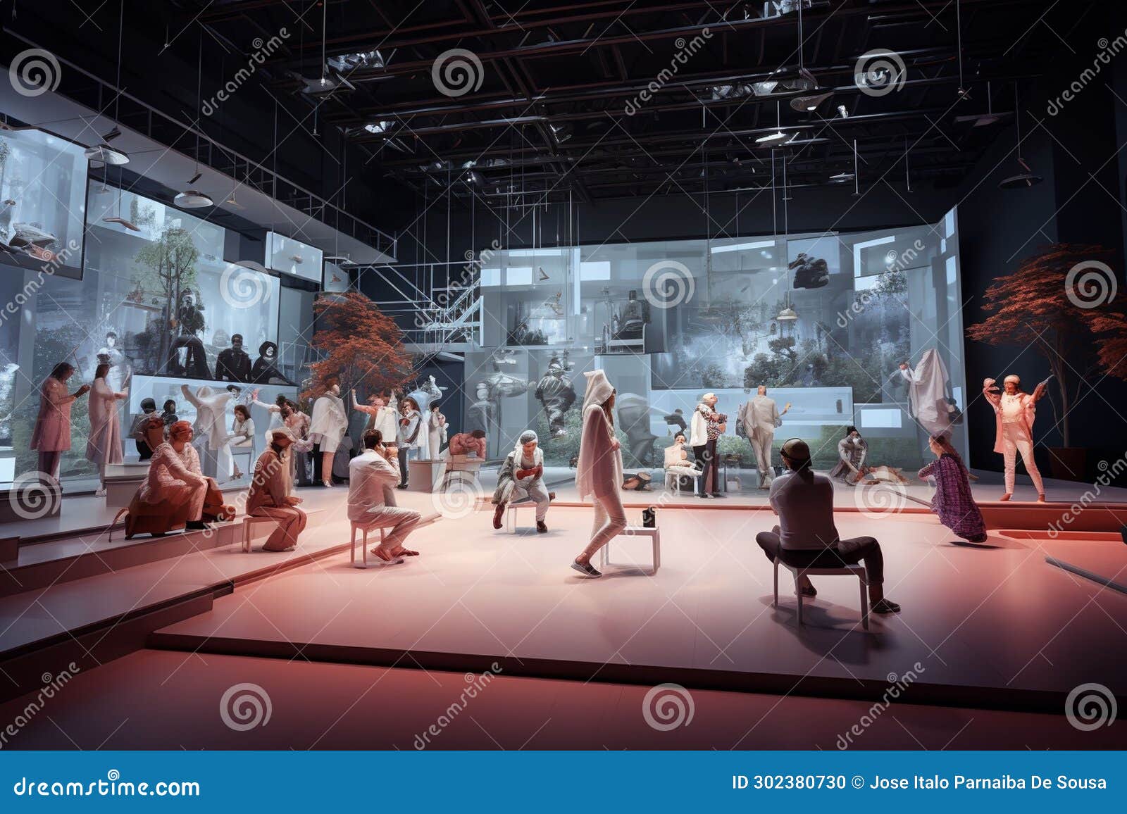 Local Community Theater Group Rehearsing for an Stock Illustration ...