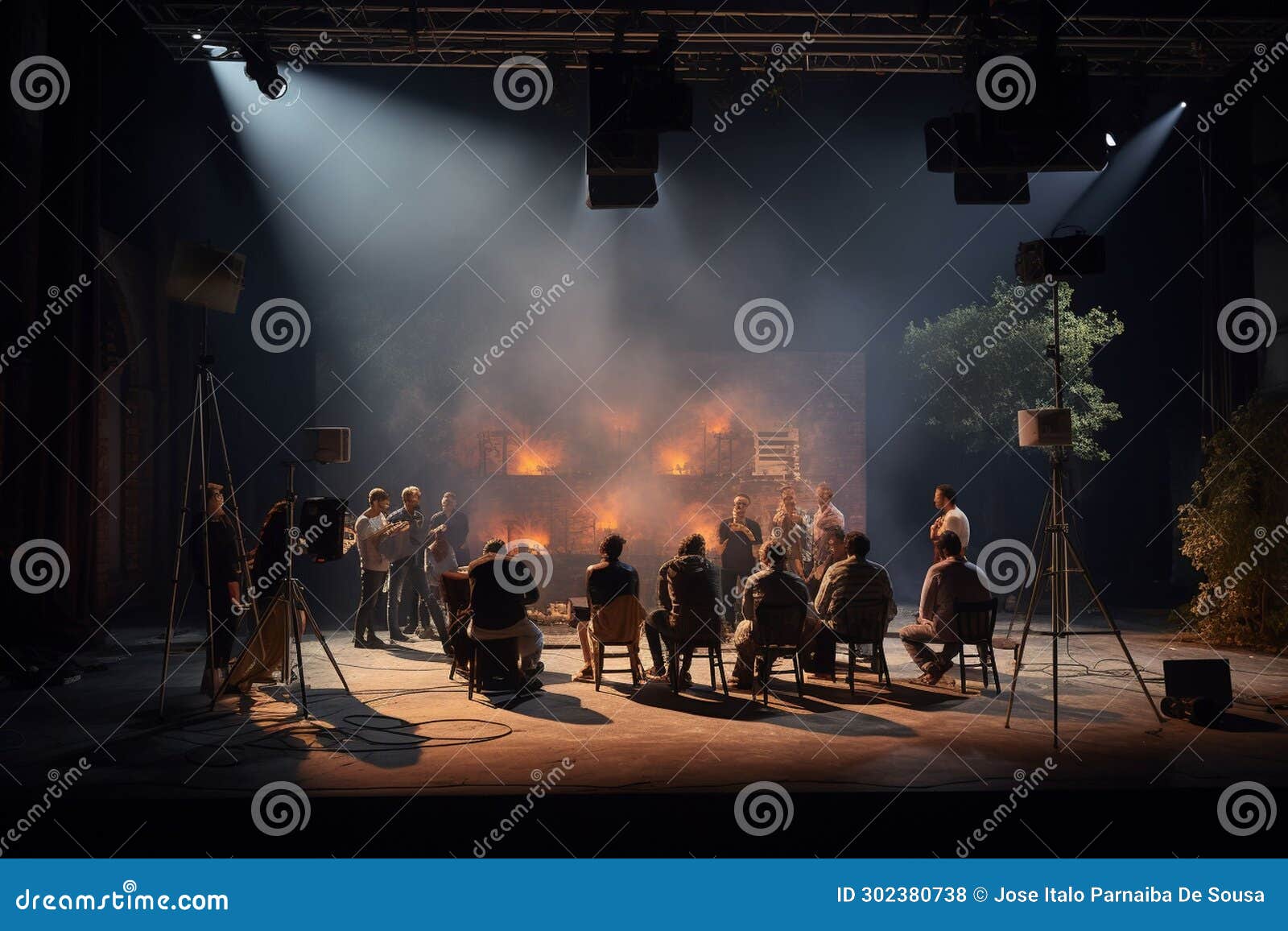 Local Community Theater Group Rehearsing for an Stock Illustration ...