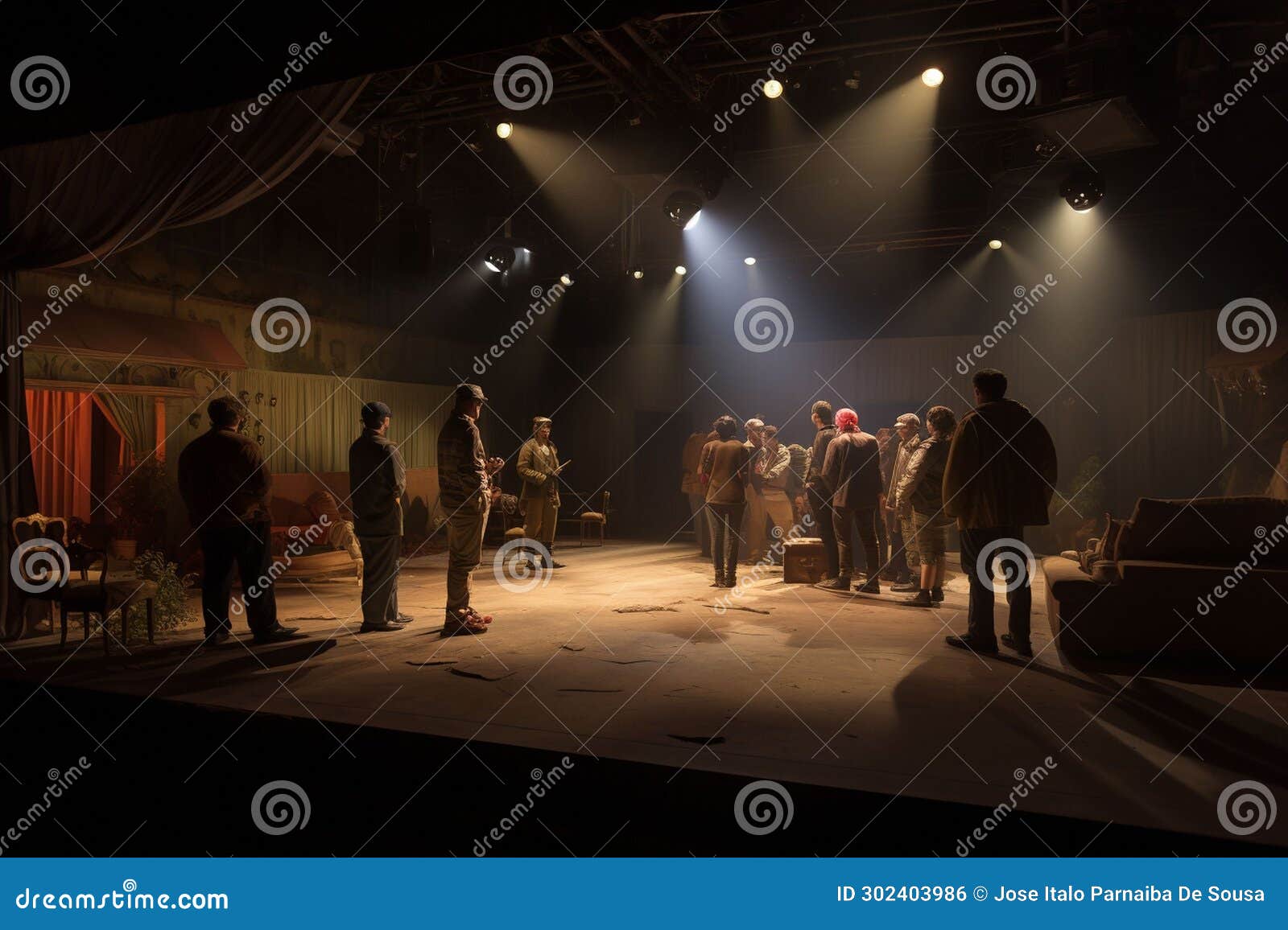 Local Community Theater Group Rehearsing for an Stock Illustration ...