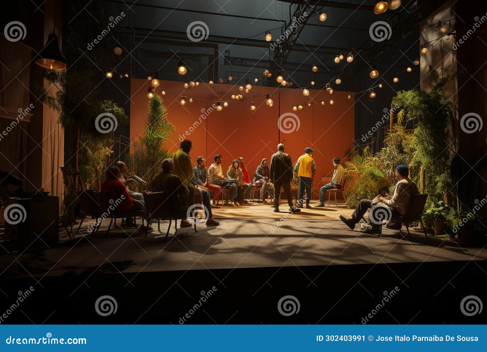 Local Community Theater Group Rehearsing for an Stock Illustration ...
