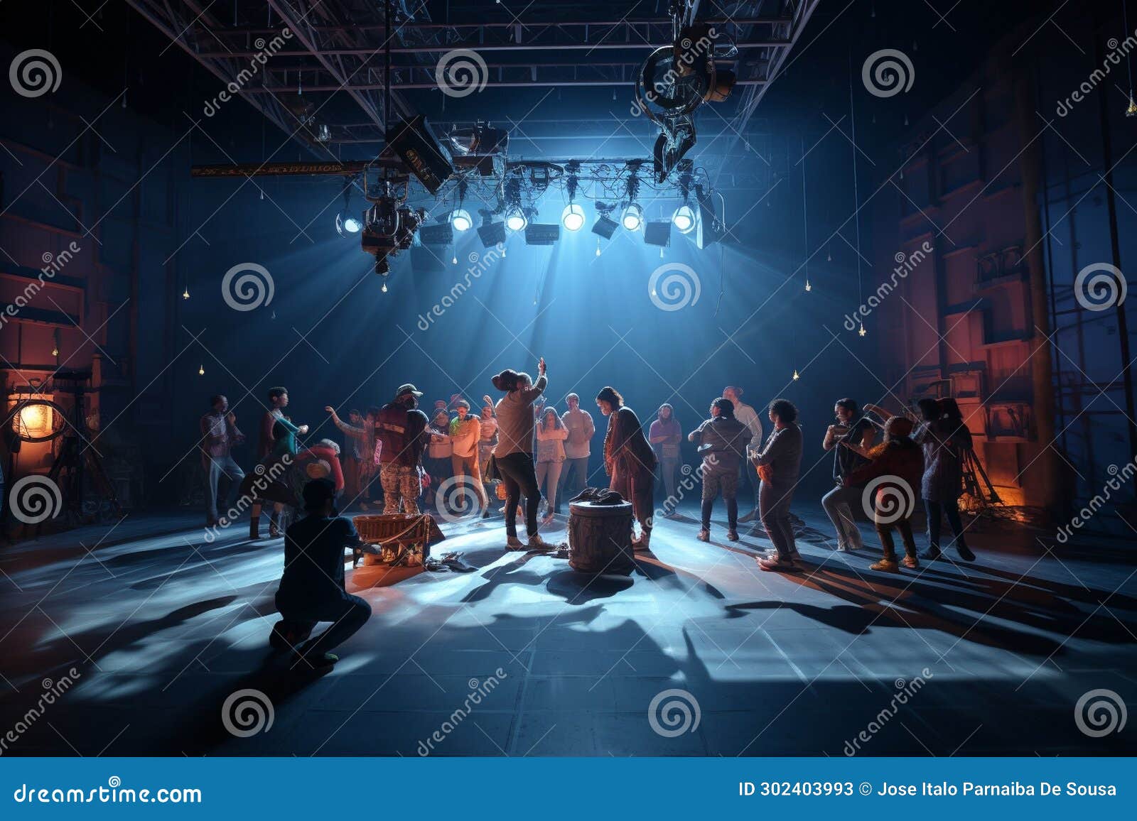 Local Community Theater Group Rehearsing for an Stock Illustration ...