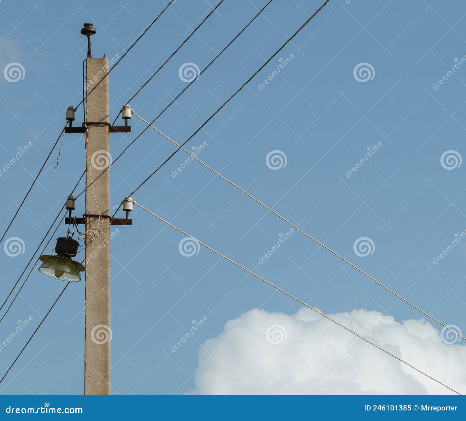Local Concrete Lamp Pole with the Various Wiring Stock Image - Image of ...