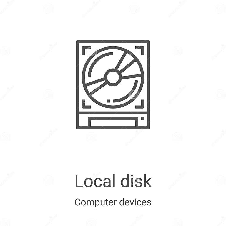 Local Disk Icon Vector from Computer Devices Collection. Thin Line ...