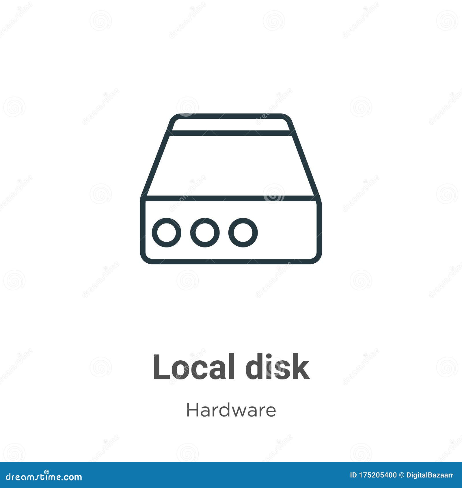 Local Disk Outline Vector Icon. Thin Line Black Local Disk Icon, Flat ...