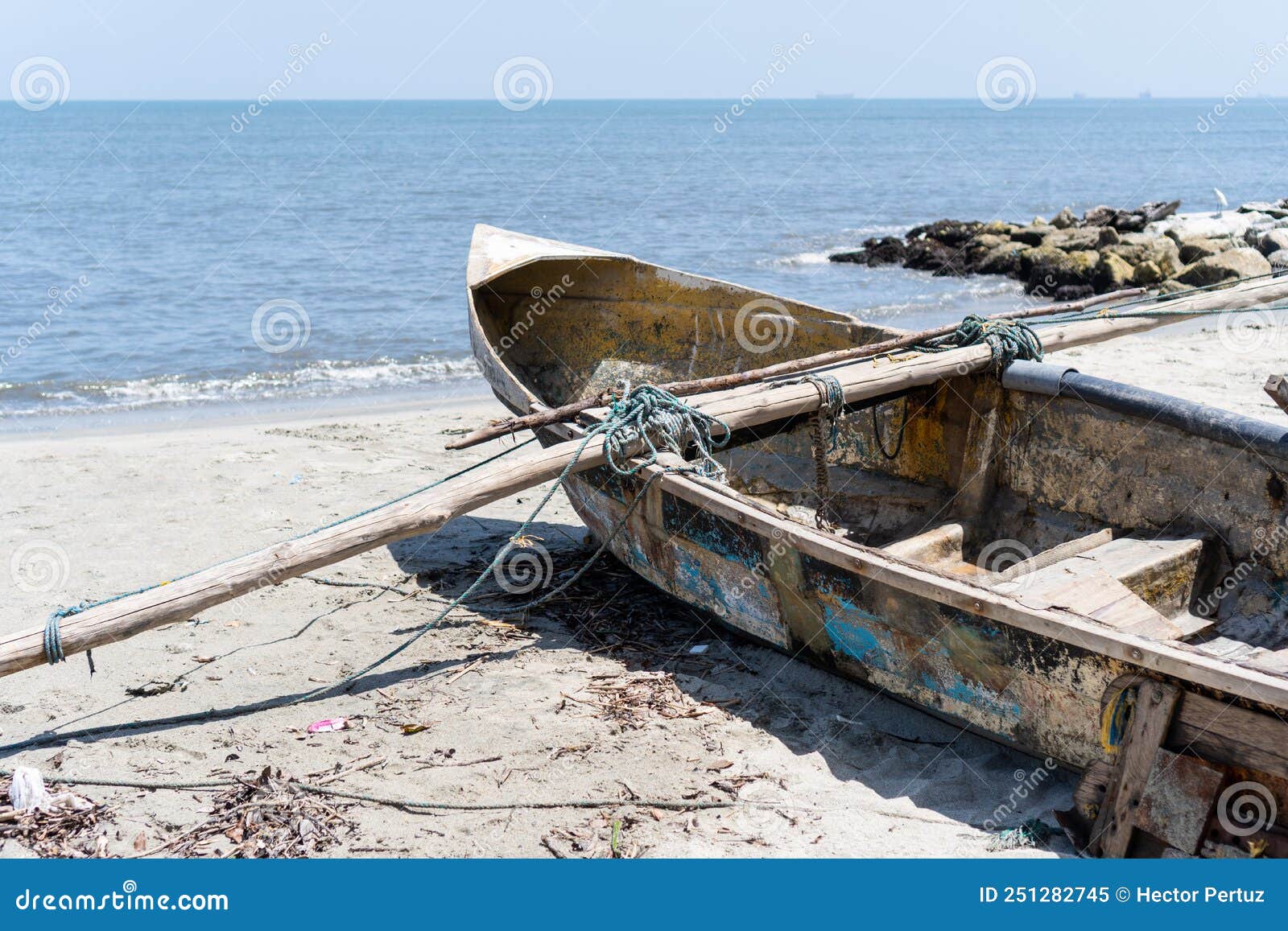 Local Fishing Boat at the Seashore Stock Image - Image of water, port ...