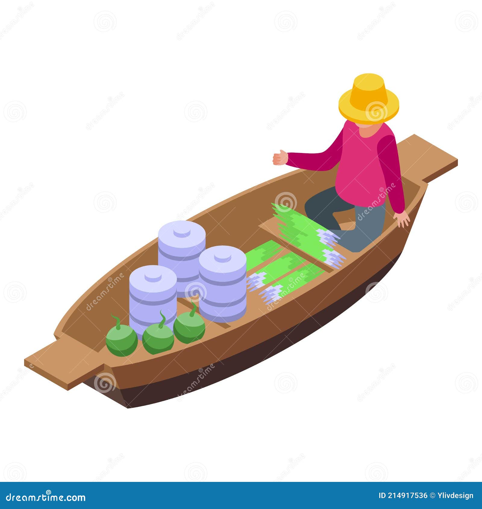 Local Floating Market Icon, Isometric Style Stock Vector - Illustration ...
