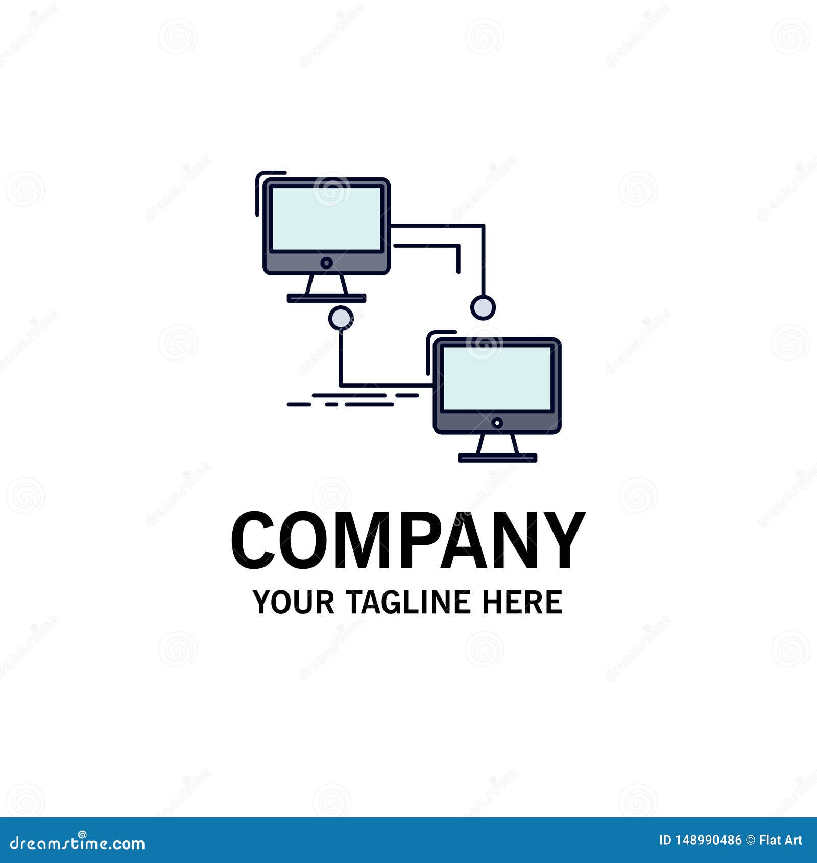 Local, Lan, Connection, Sync, Computer Flat Color Icon Vector Stock ...