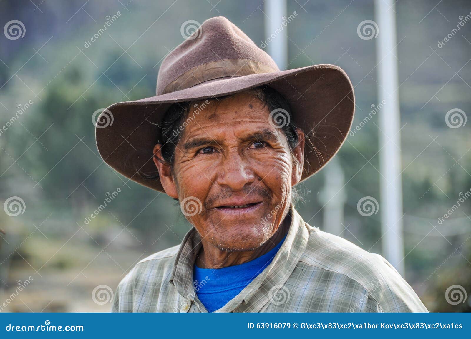Local Man with Hat in the Colca Canyon, Peru Editorial Stock Image ...