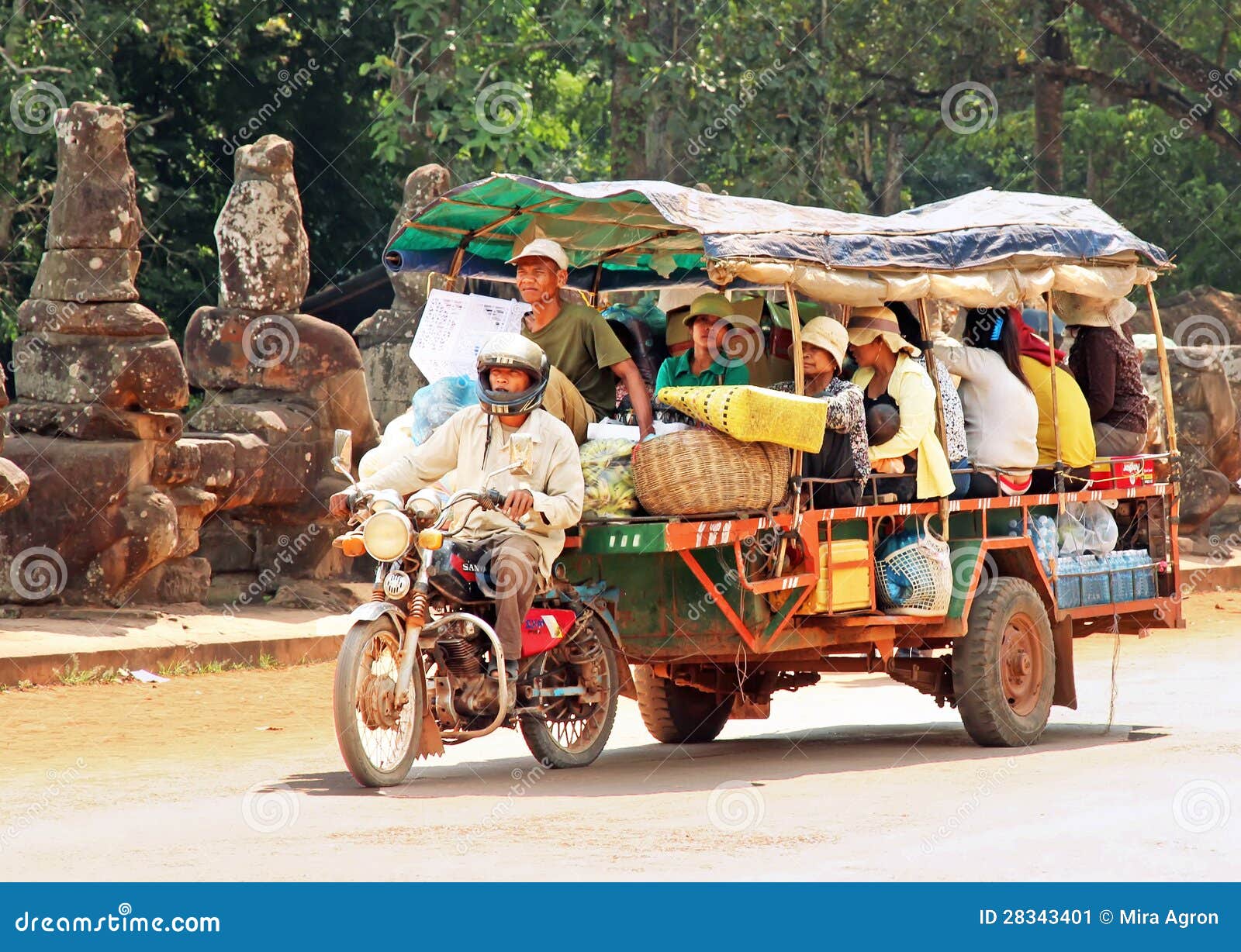Local Motorcycle Bus in Cambodia Editorial Photo - Image of people ...
