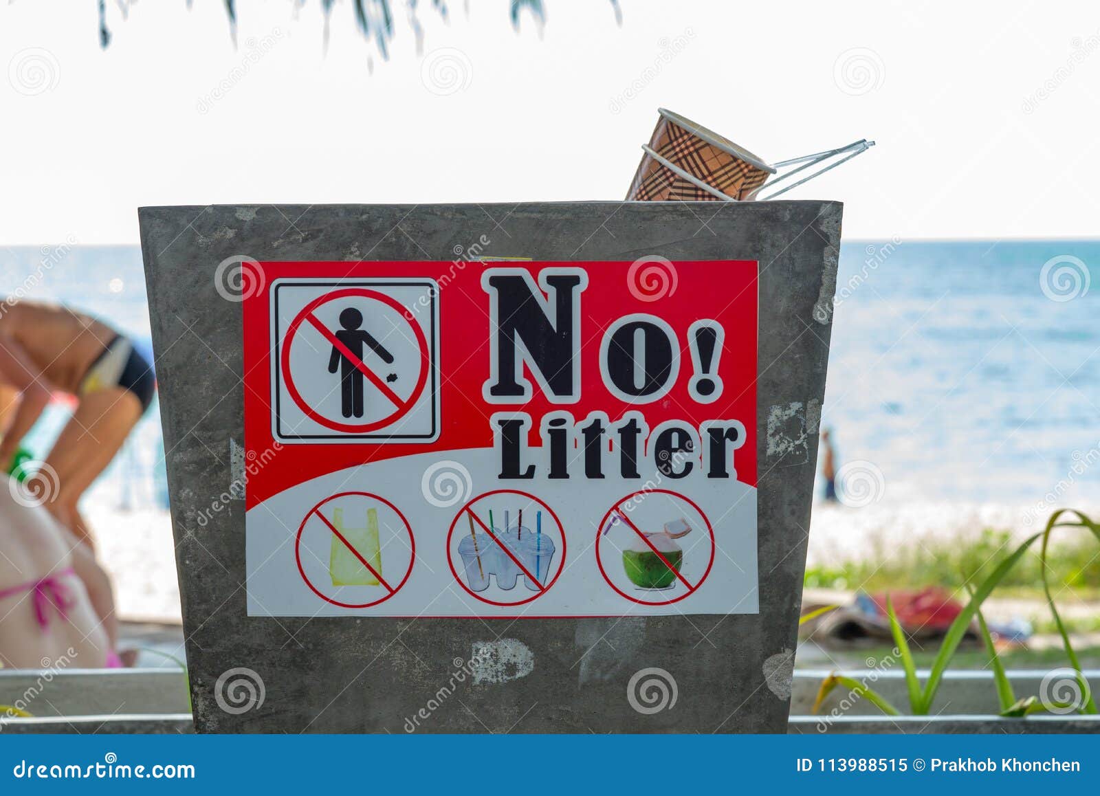 Local No Littering Signboard On A Beach,Clean Beach. Editorial Photo ...