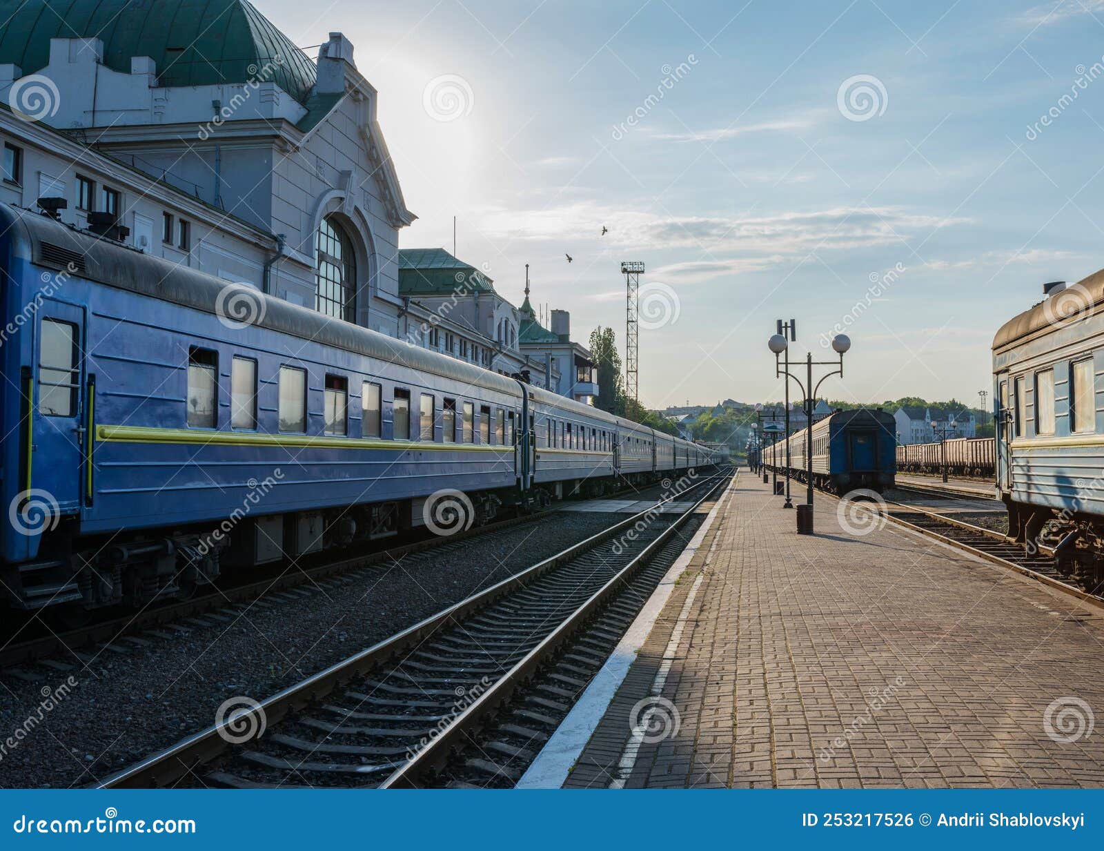 Local Railway Station of Ukraine at Sunrise Editorial Photo - Image of ...