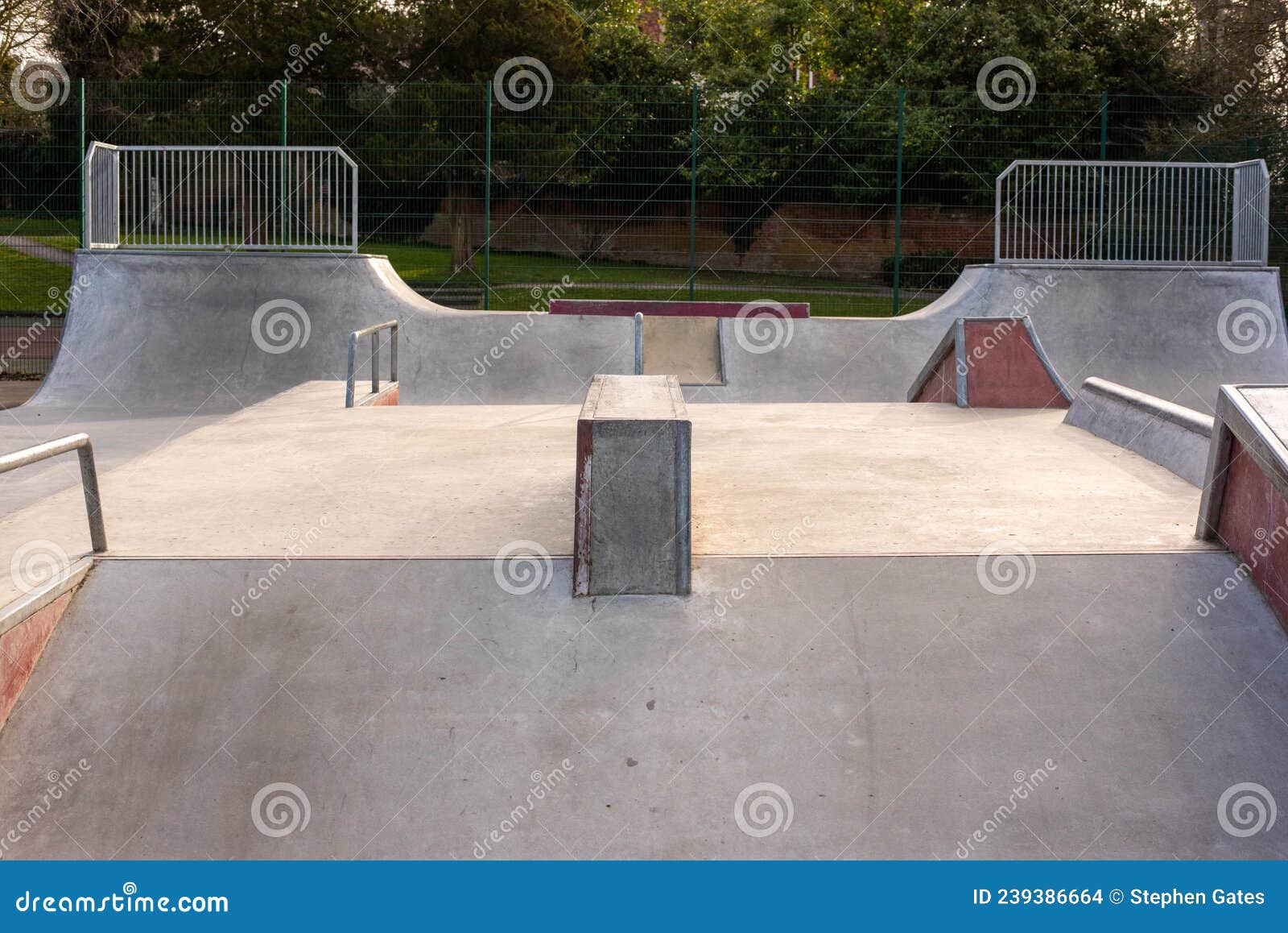 Local Skatepark Banks and Boxes Stock Photo - Image of detail, rail ...