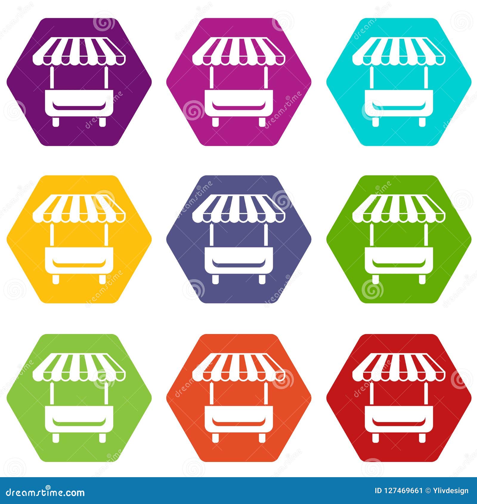 Local Stall Icons Set 9 Vector Stock Vector - Illustration of business ...